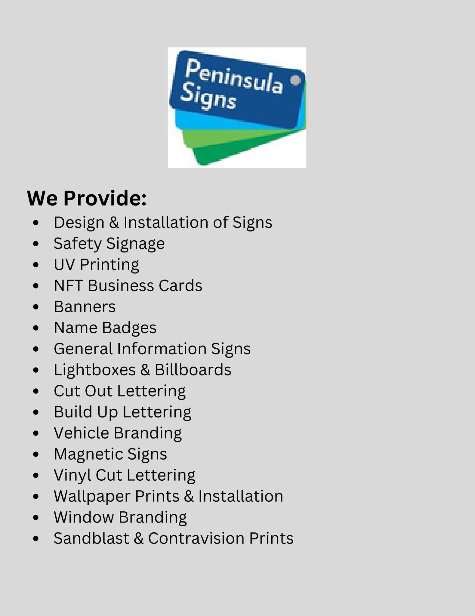 PENINSULA SIGNS by Amahlubi Solutions - Issuu