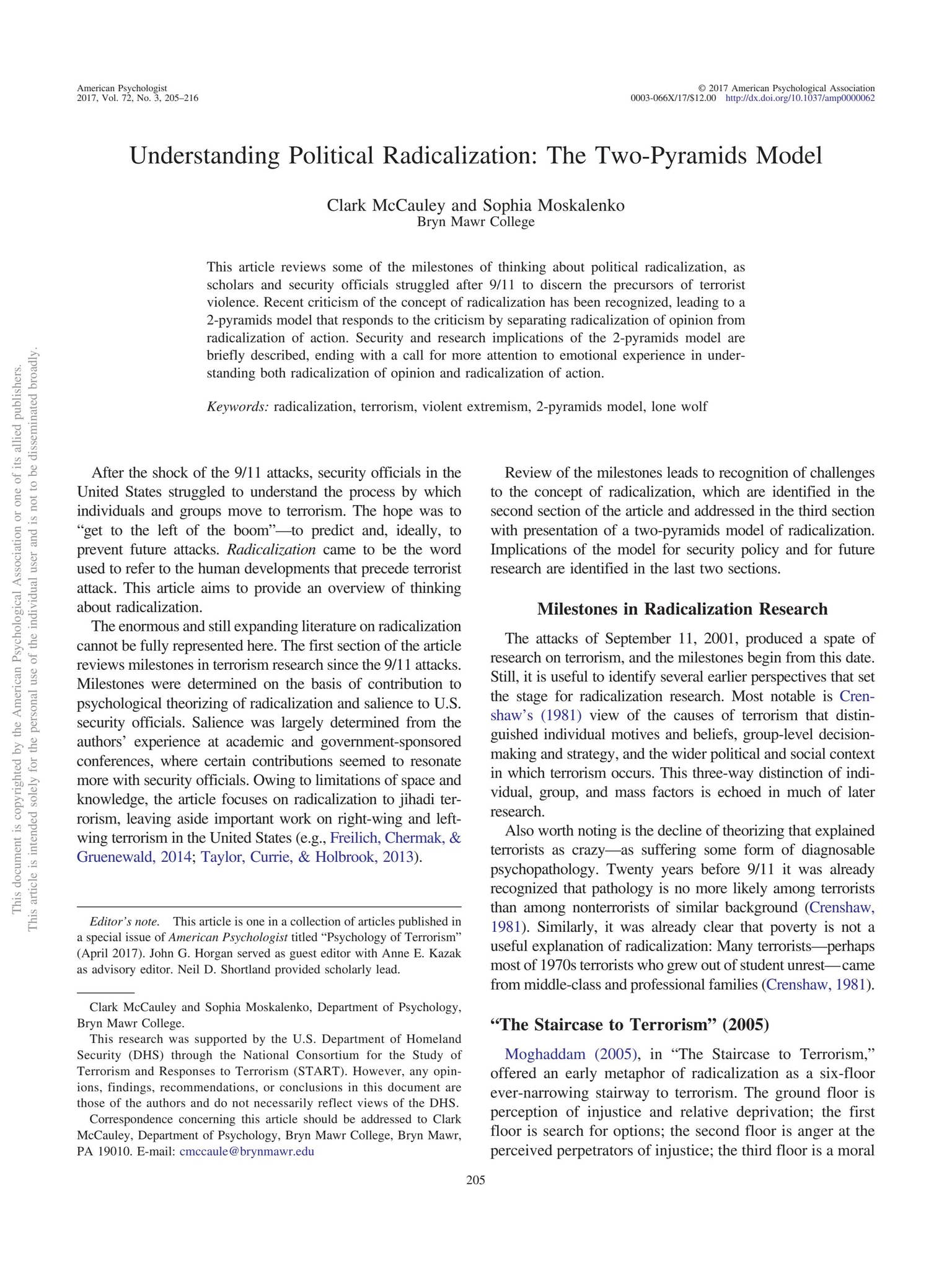 Understanding Political Radicalization: The Two-Pyramids Model by ...