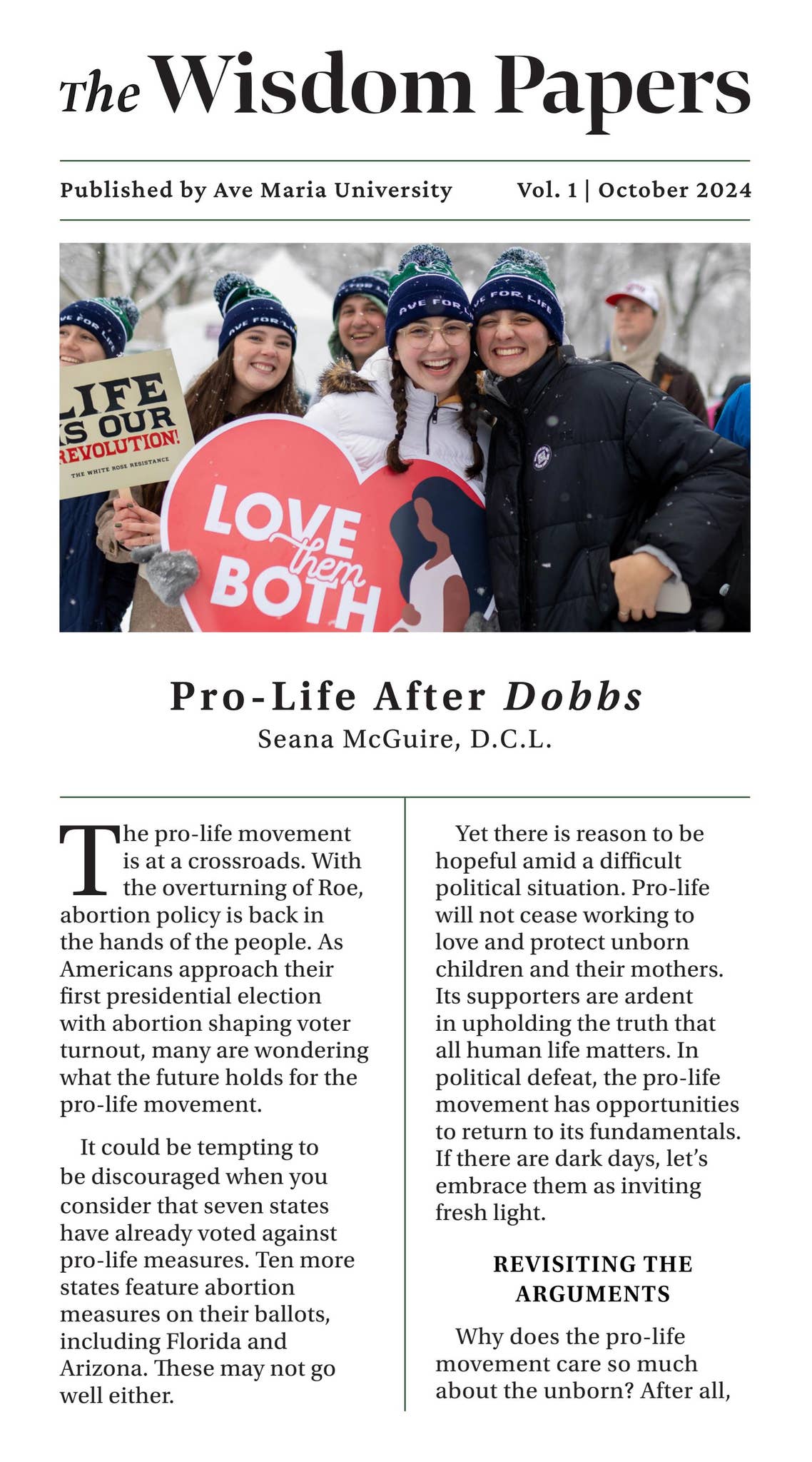 Wisdom Papers: Volume 1 by Ave Maria University - Issuu