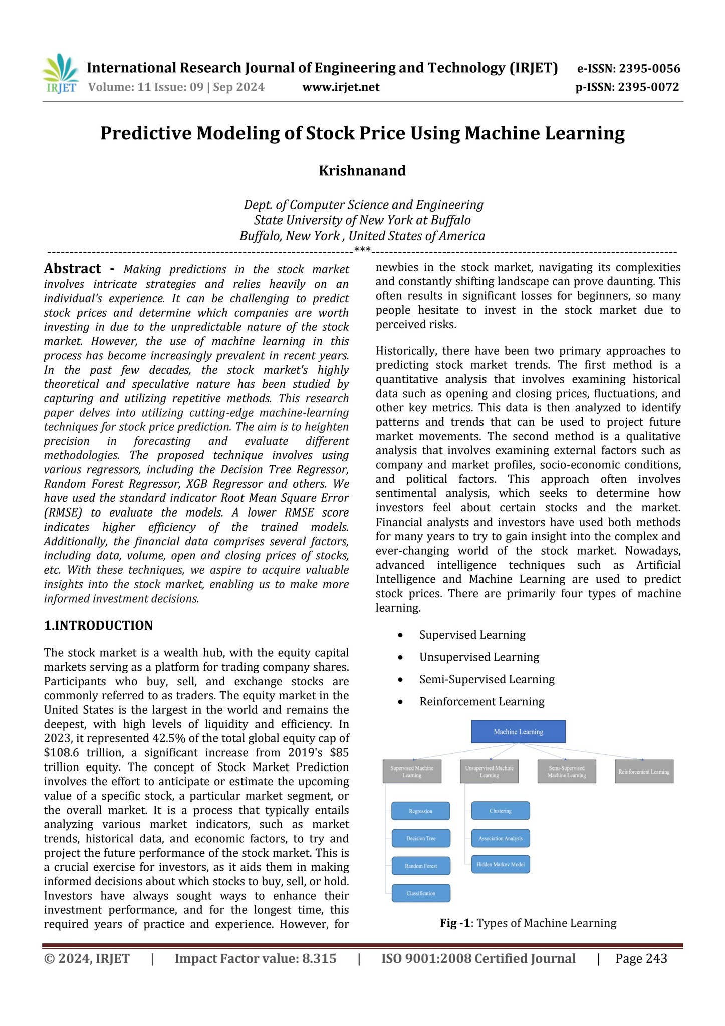Predictive Modeling of Stock Price Using Machine Learning by IRJET ...