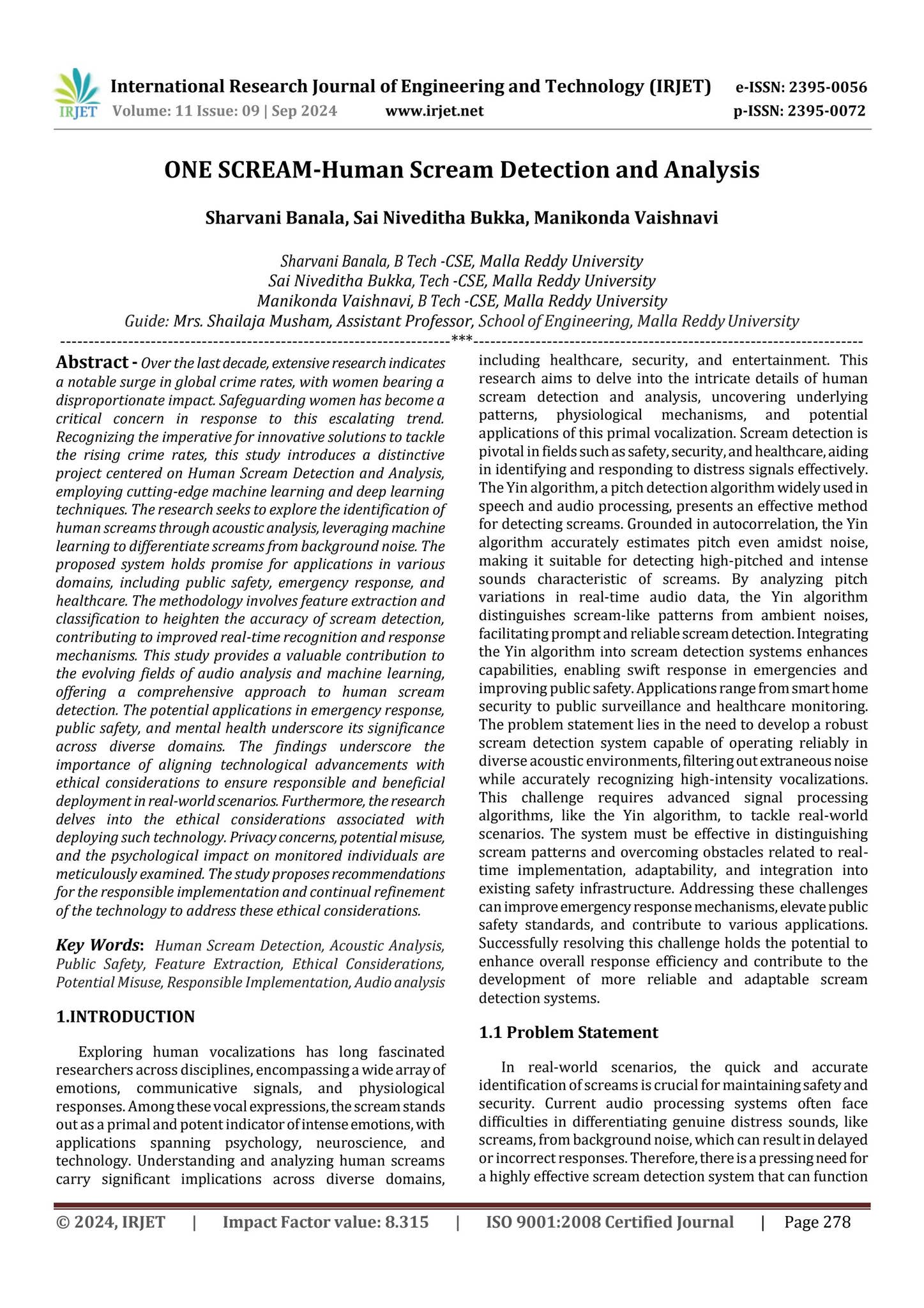 ONE SCREAM-Human Scream Detection and Analysis by IRJET Journal - Issuu