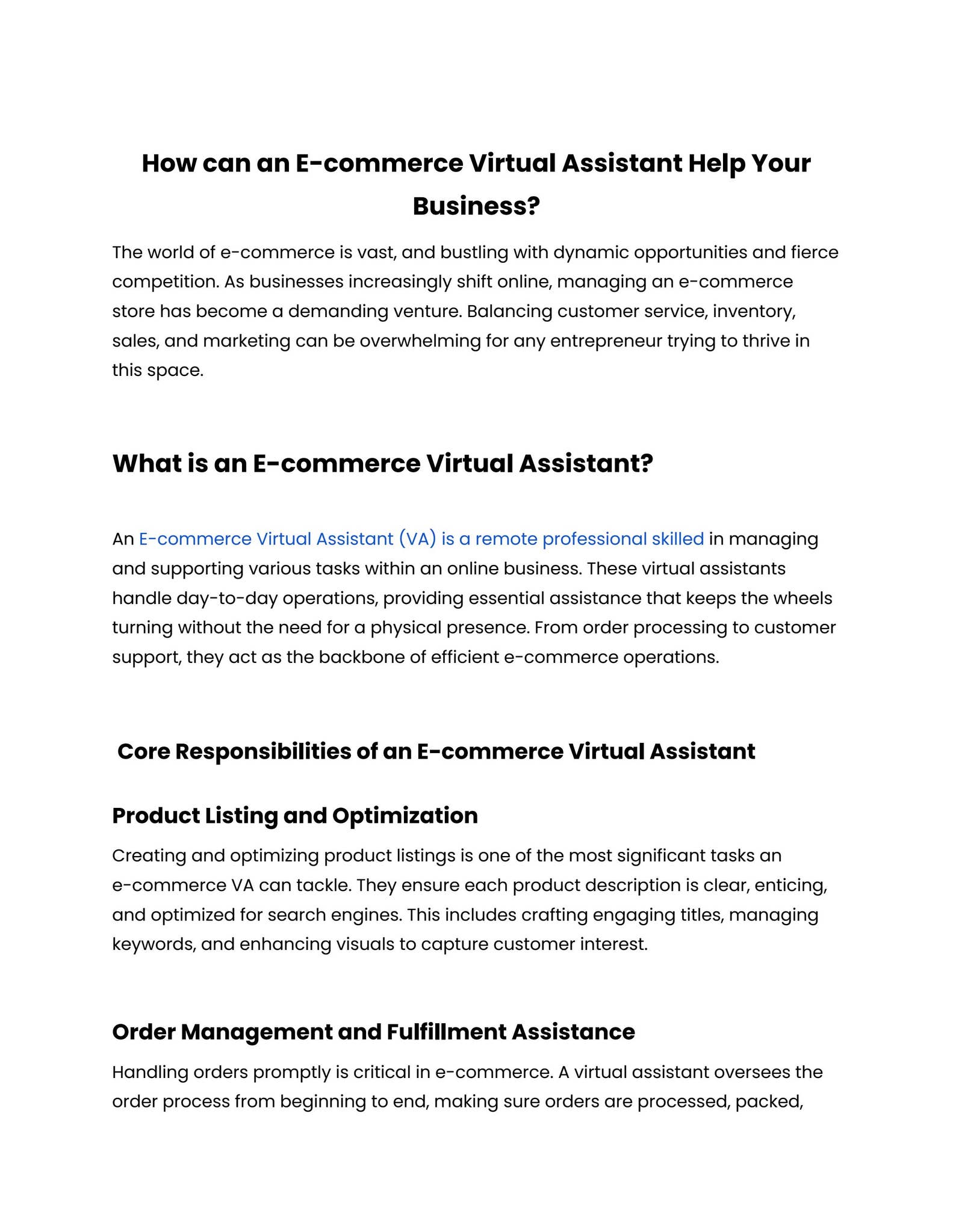 How can e-Commerce Virtual Assistant Help Your Business by Ember Joe ...