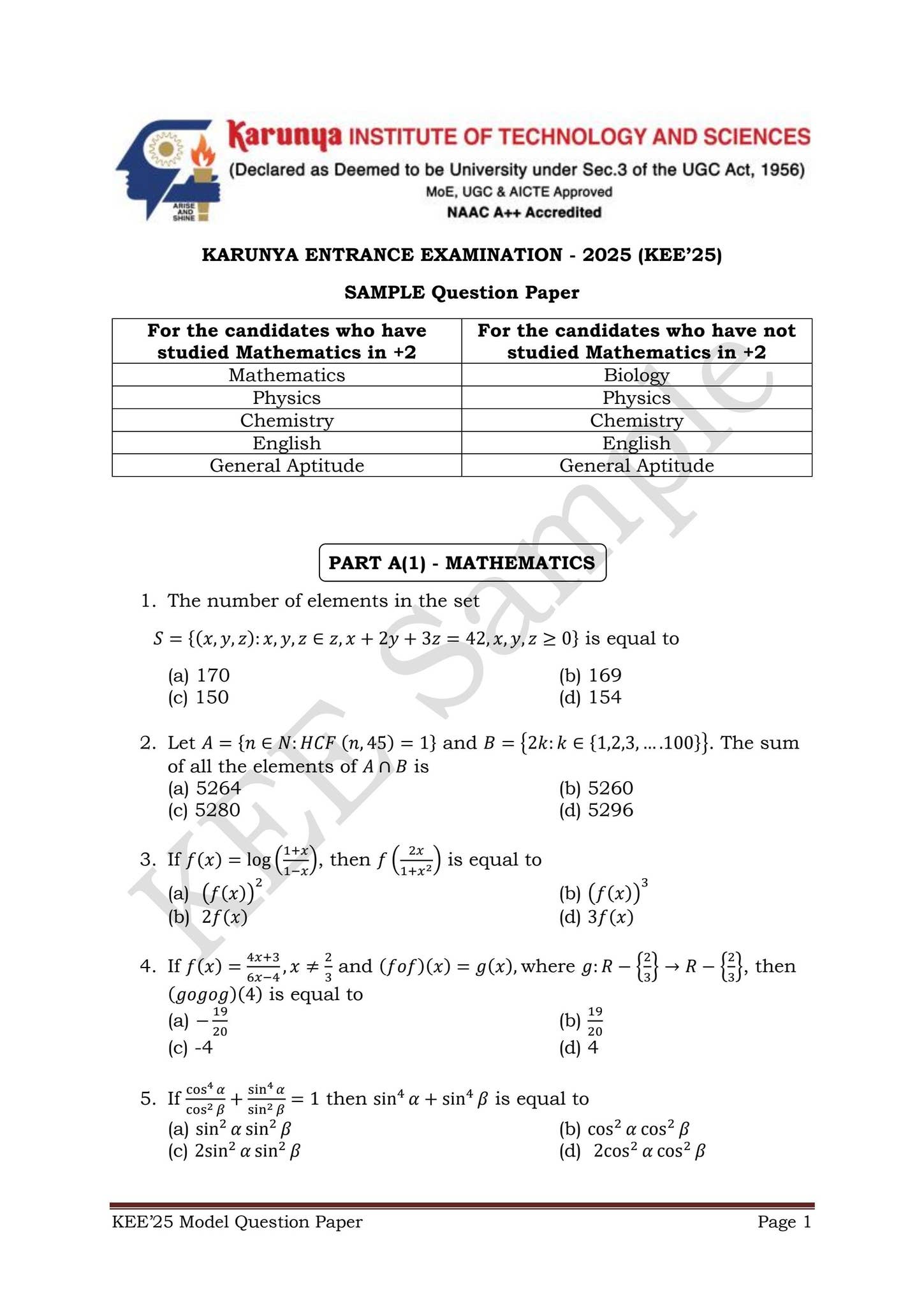 KEE Model Question by Karunya Institute of Technology and Sciences - Issuu