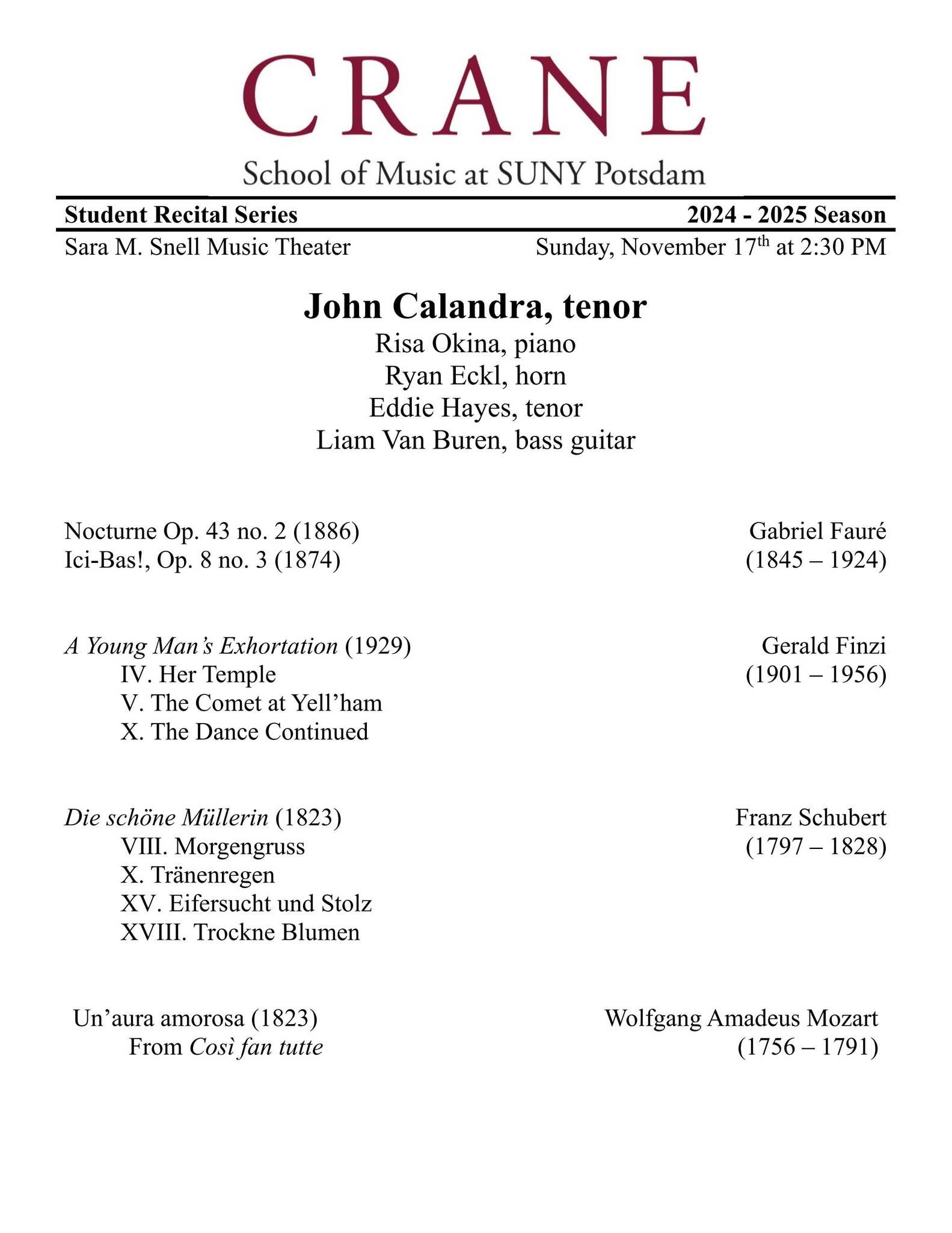 11.17.24 John Calandra, Voice by The Crane School of Music - Issuu