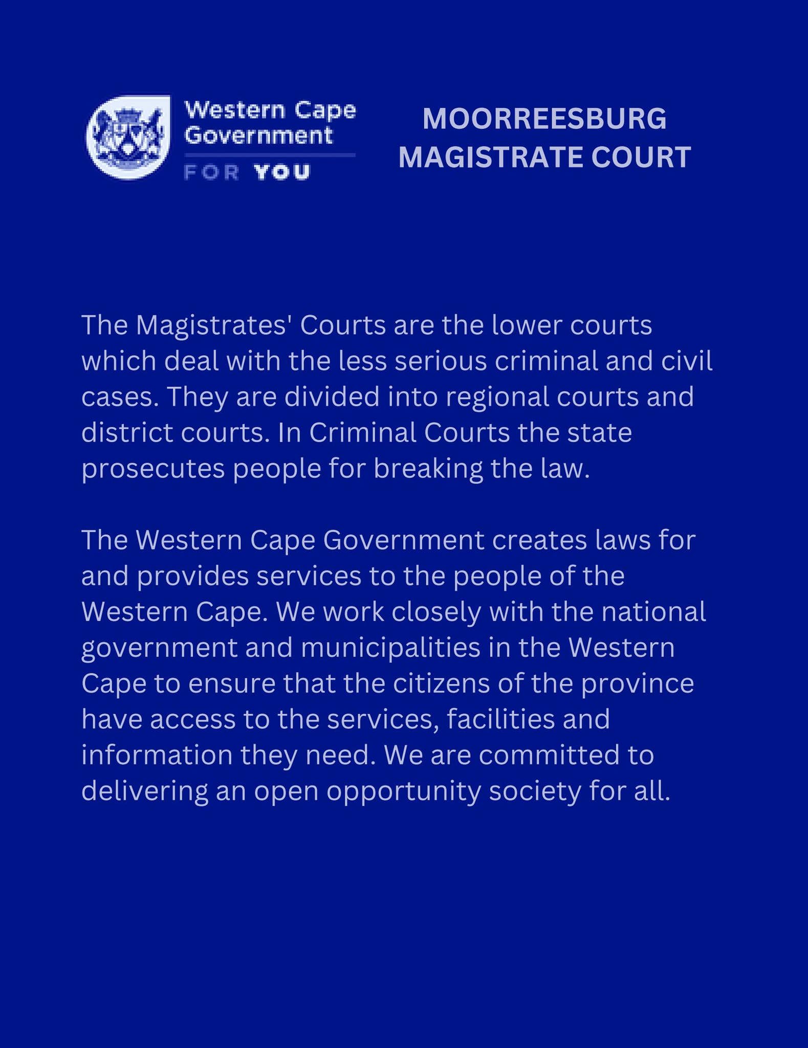 Moorreesburg Magistrate Court by Amahlubi Solutions - Issuu