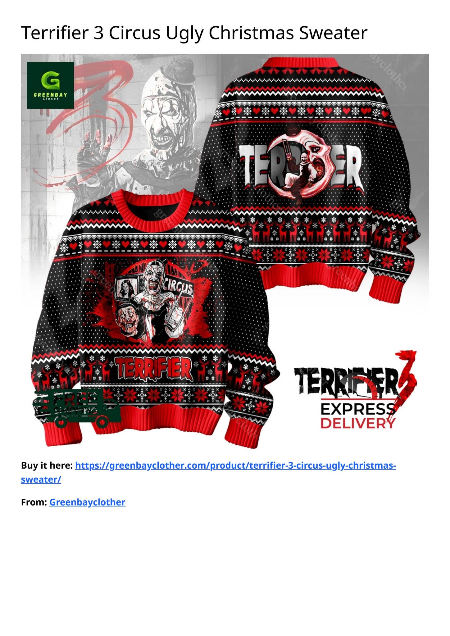 Terrifier 3 Circus Ugly Christmas Sweater by Tonytees Store - Issuu