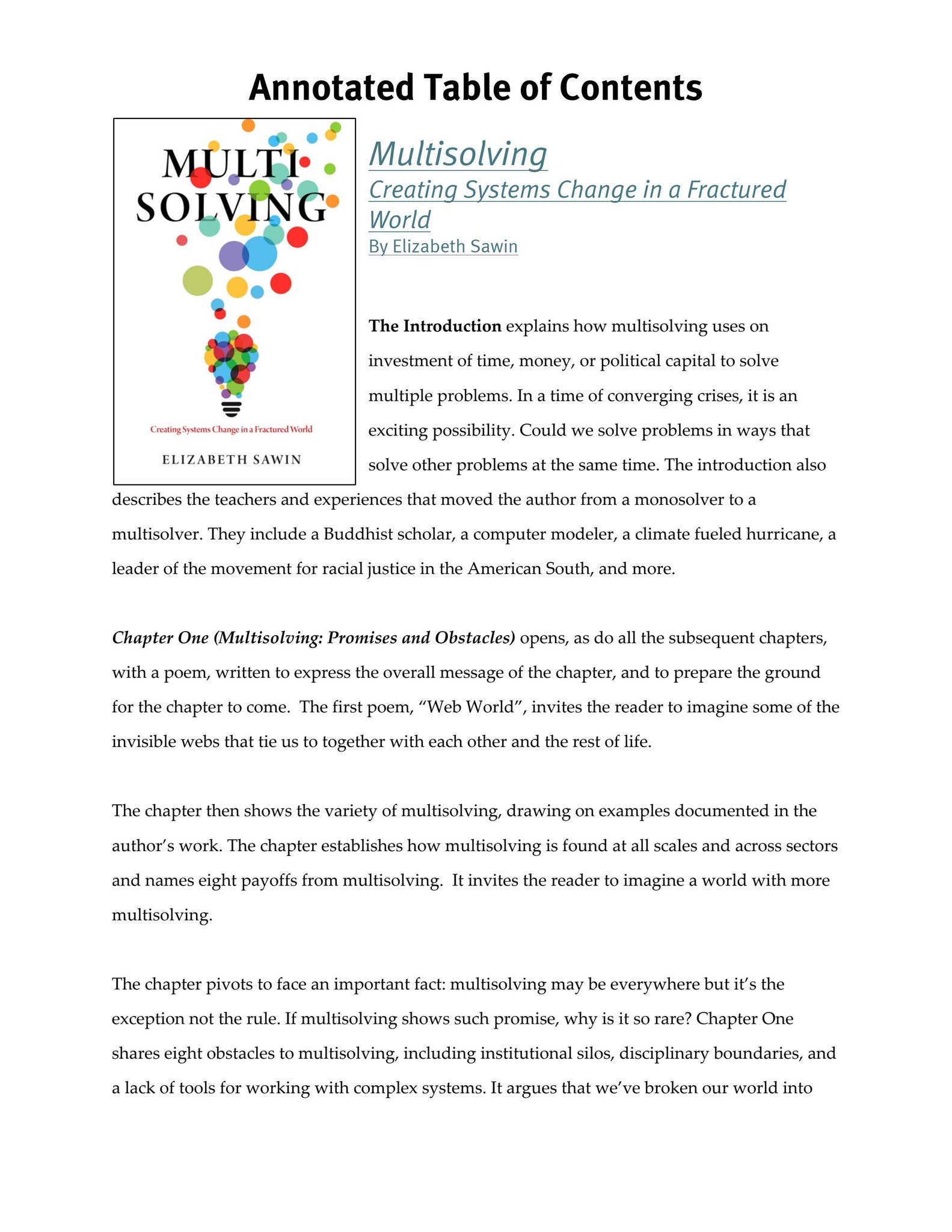 Annotated Table of Contents - Multisolving by Island Press - Issuu