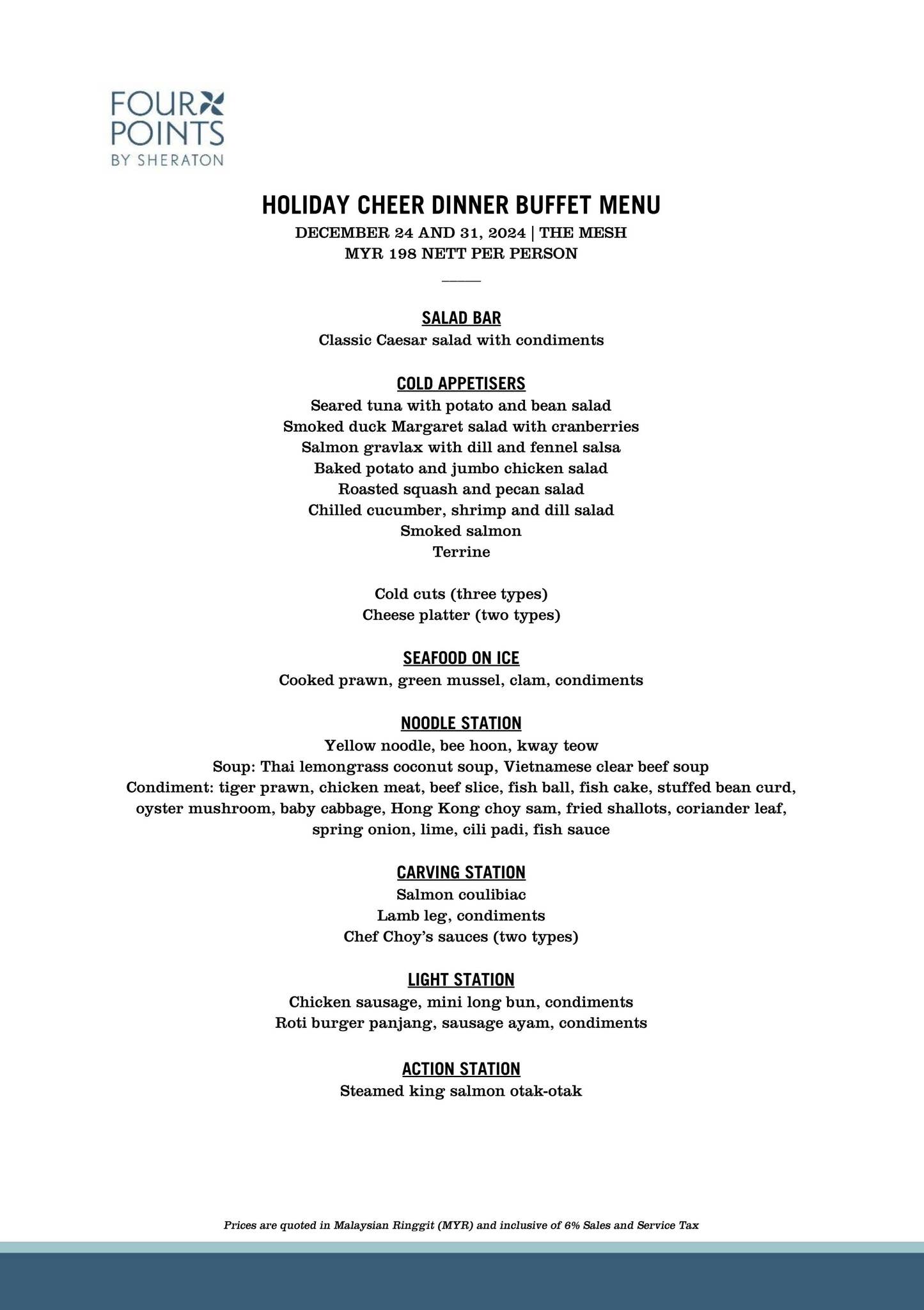 Festive Menu 2024: Holiday Cheer Dinner Buffet at The Mesh by Four ...