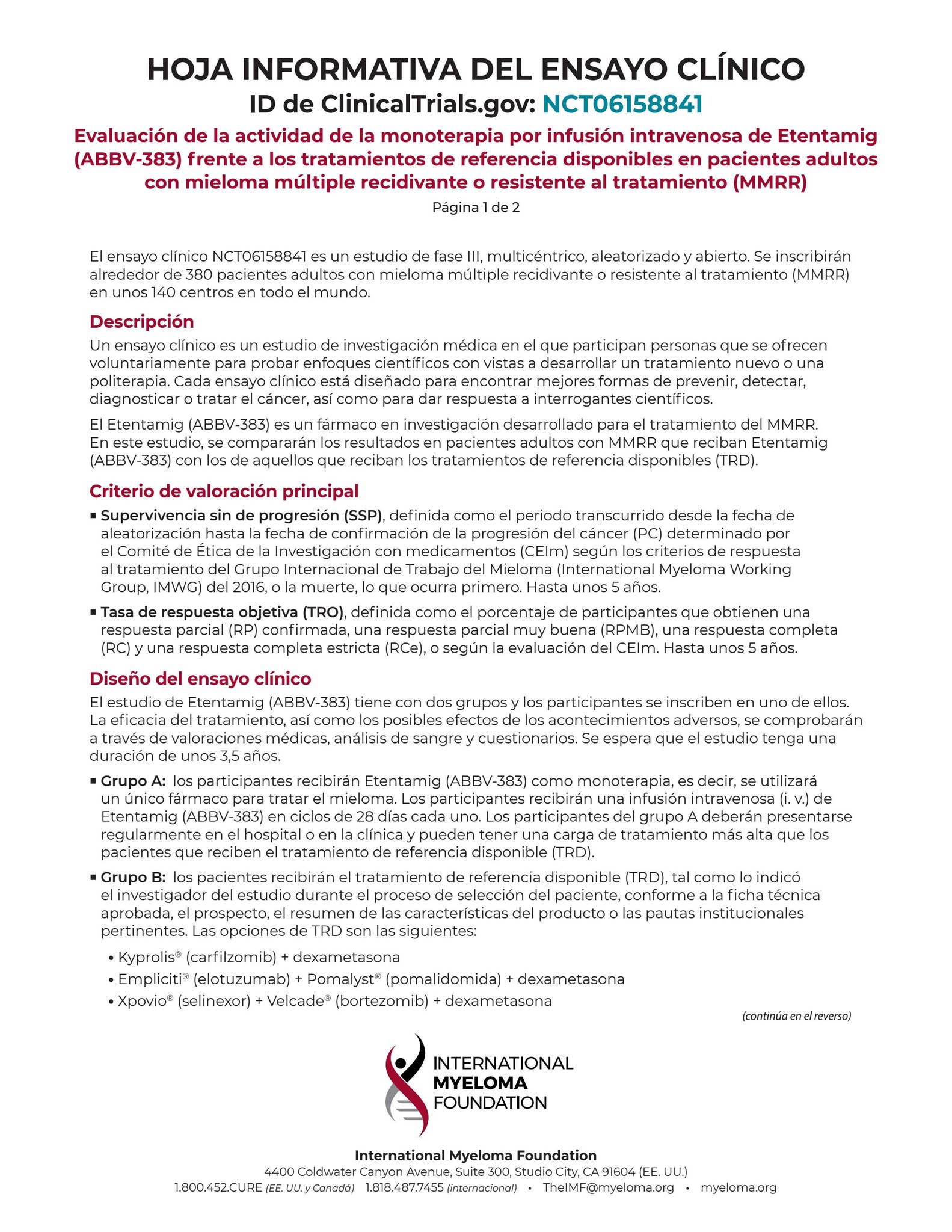 Clinical Trial Fact Sheet - Etentamig (ABBV-383) - ES by International ...