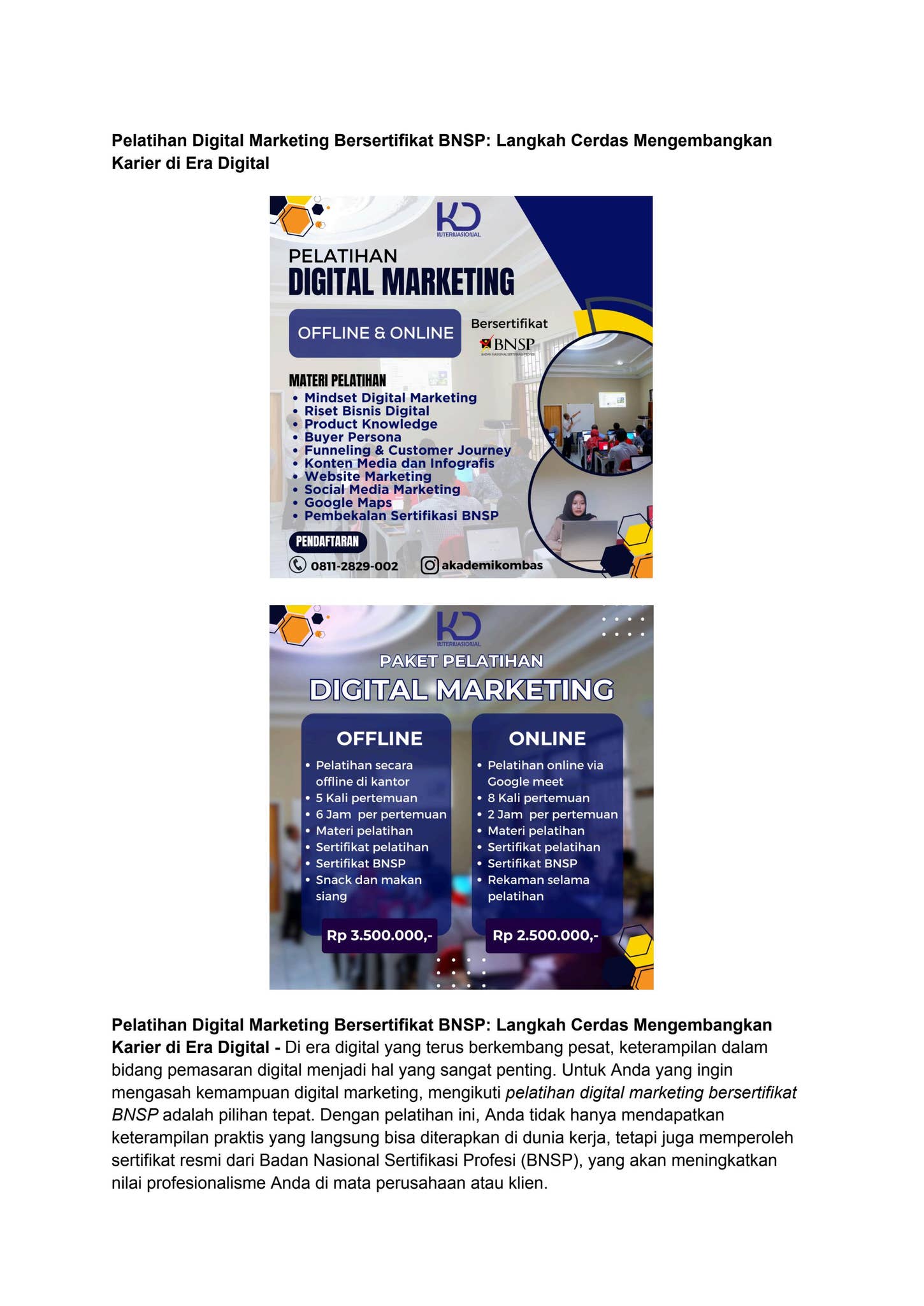 Pelatihan DM bersertifikat BNSP by Admin Akademi - Issuu