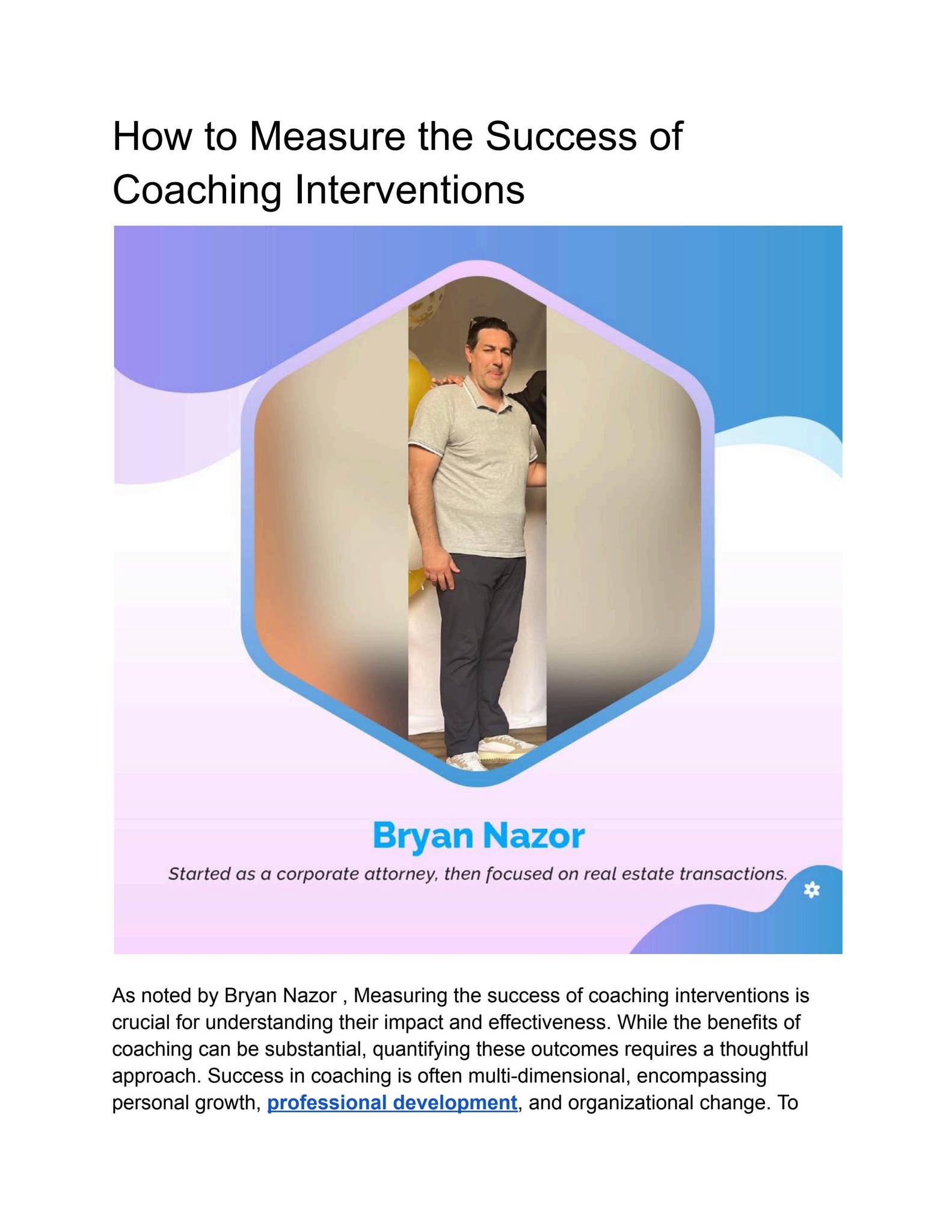 How to Measure the Success of Coaching Interventions by Bryan Nazor - Issuu