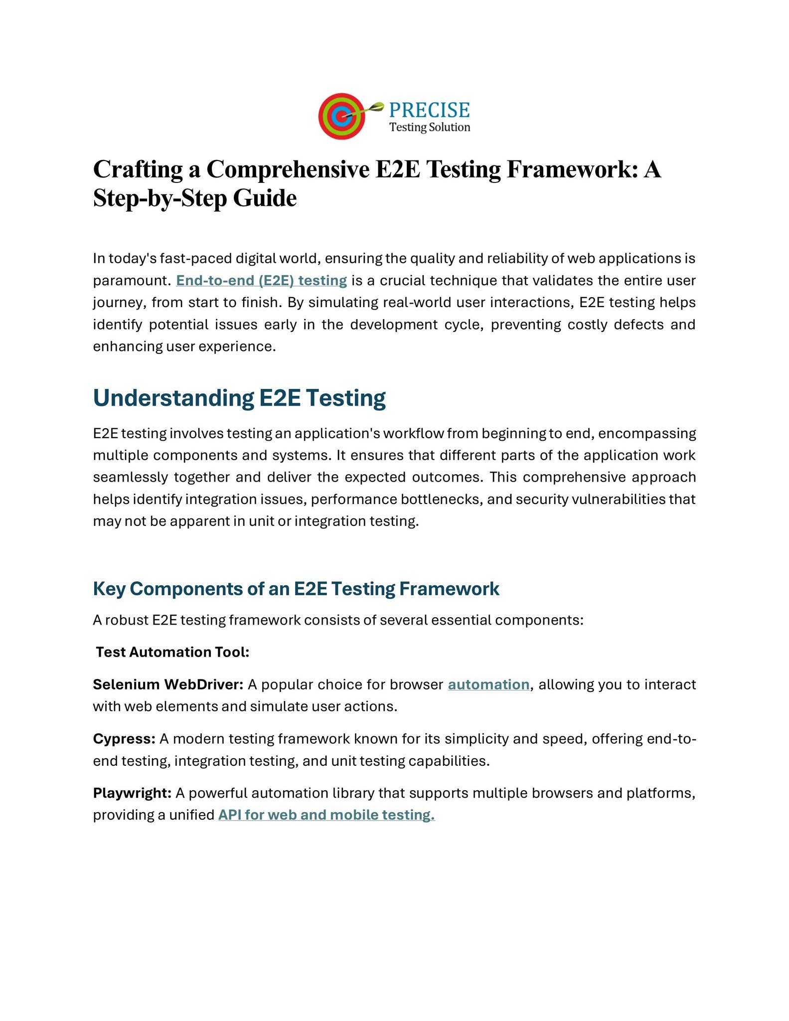 Crafting a Comprehensive E2E Testing Framework: A Step-by-Step Guide by ...