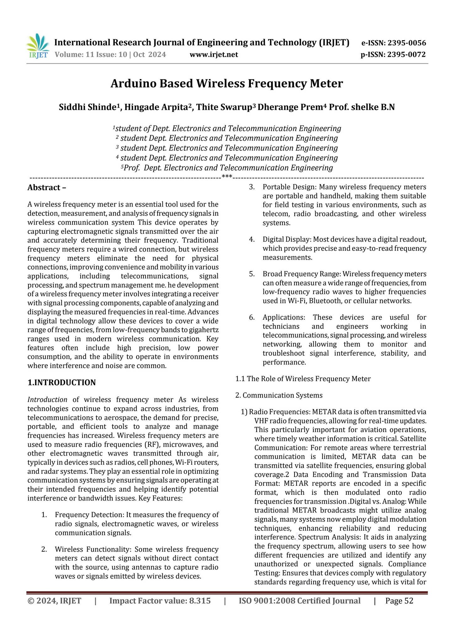 Arduino Based Wireless Frequency Meter by IRJET Journal - Issuu