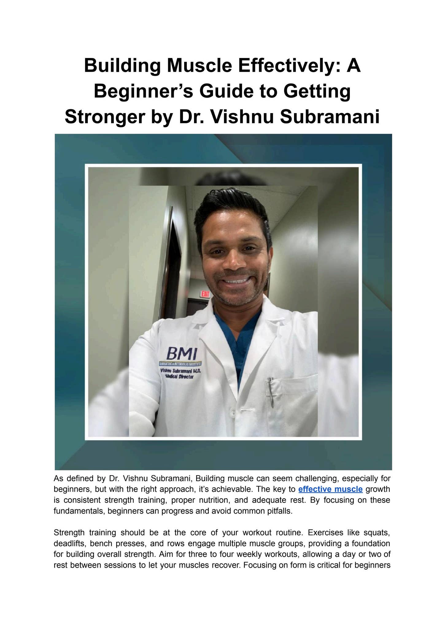 Building Muscle Effectively by Dr. Vishnu Subramani - Issuu