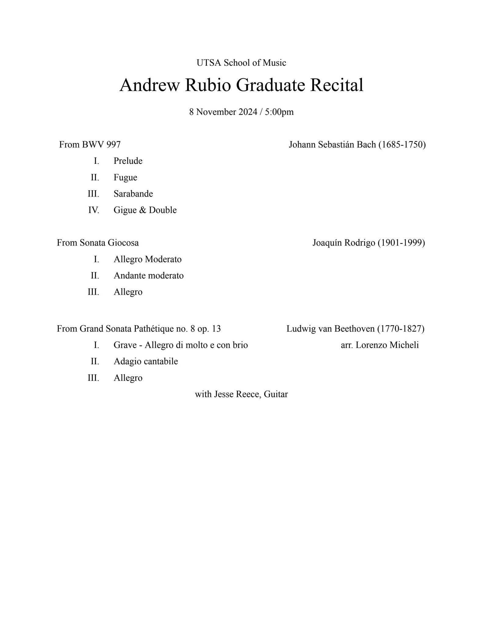 Andrew Rubio Recital Program by UTSA School of Music - Issuu