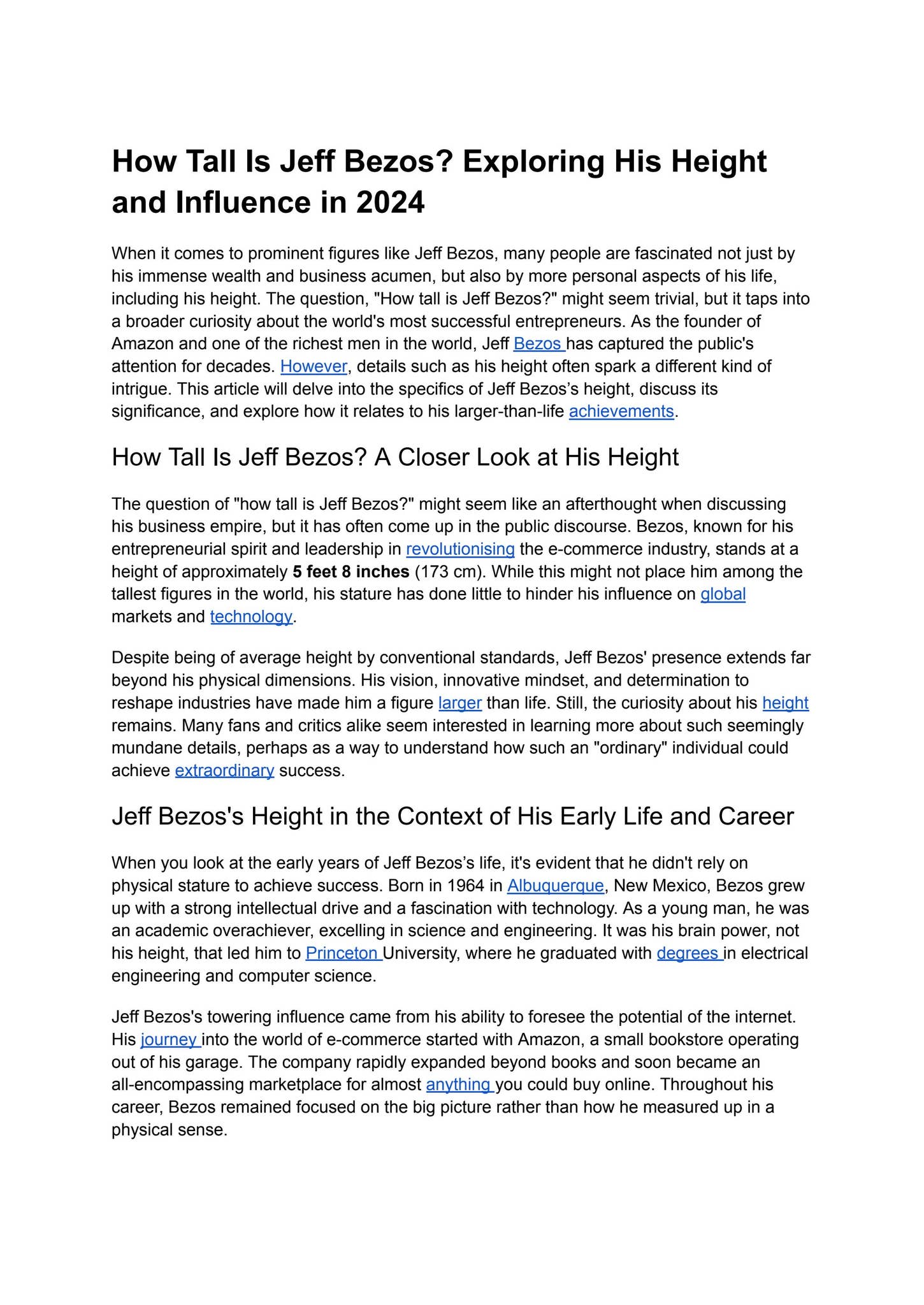 How Tall Is Jeff Bezos? Exploring His Height and Influence in 2024 by ...