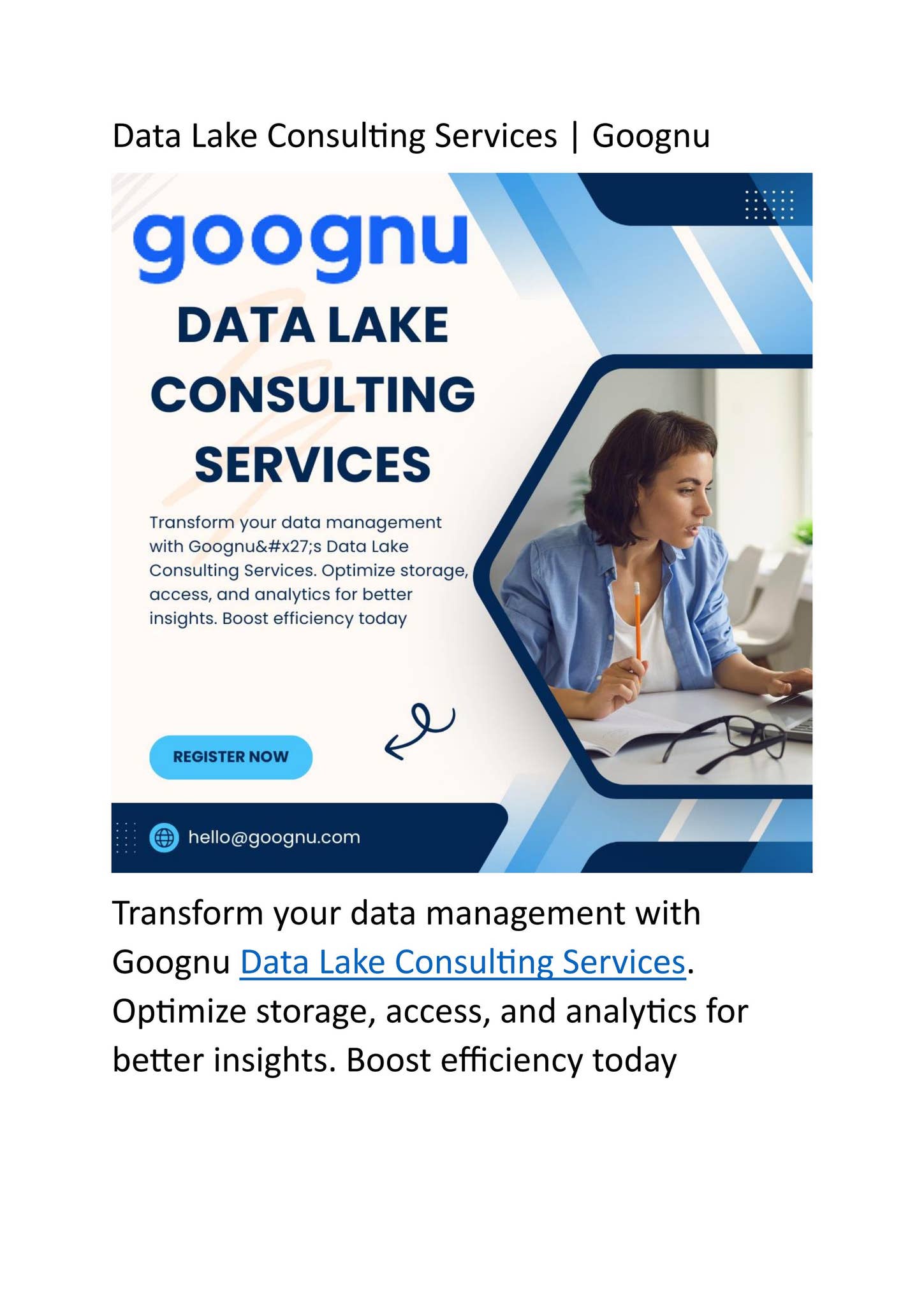 Data Lake Consulting Services | Goognu by Goognu Offpage - Issuu