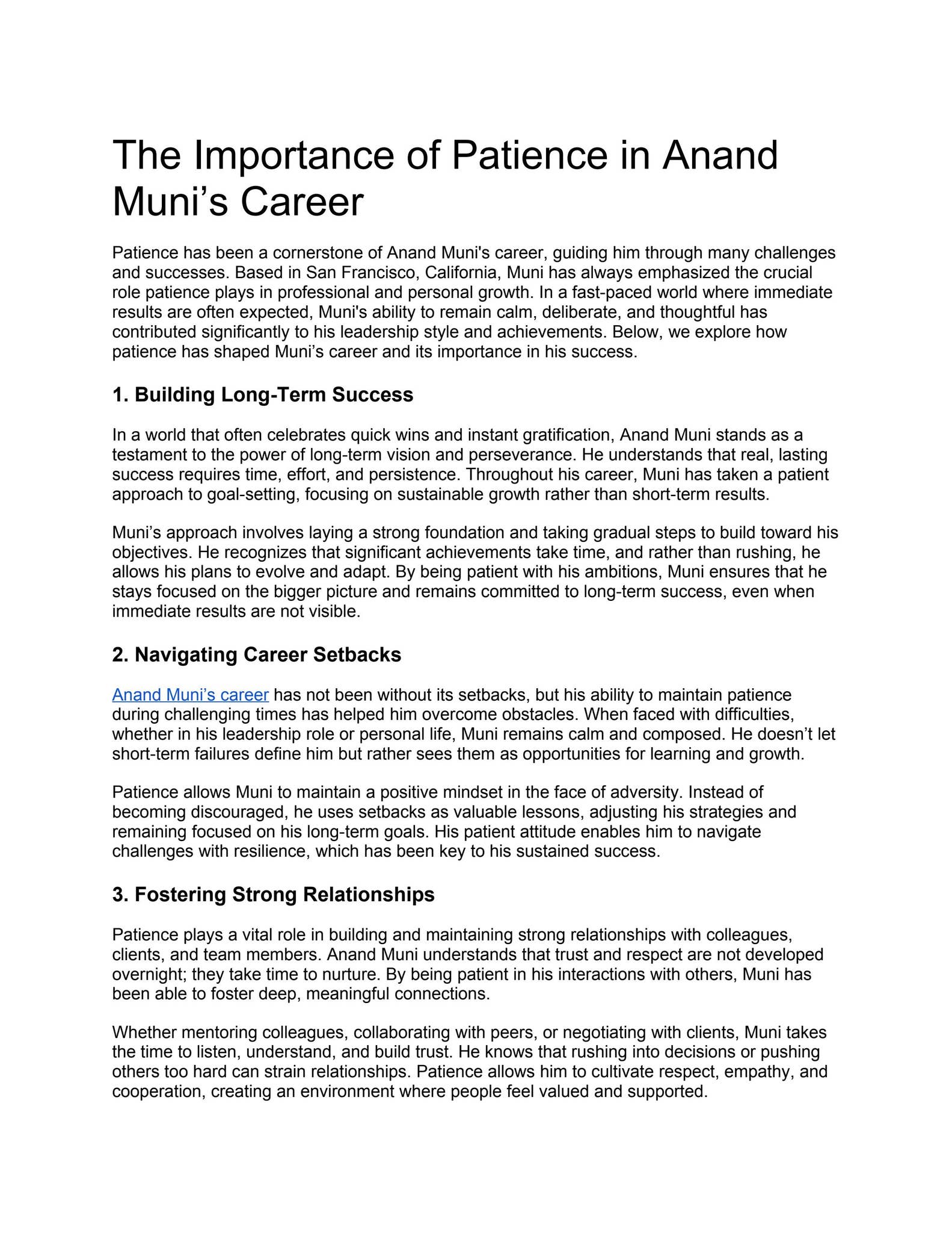 The Importance of Patience in Anand Muni’s Career by anandmuni32 - Issuu