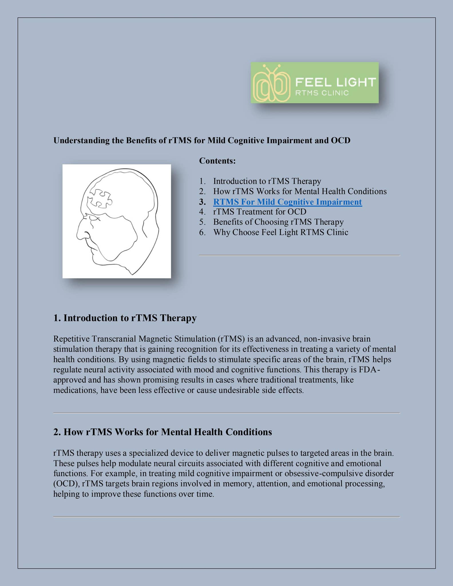 Understanding the Benefits of rTMS for Mild Cognitive Impairment and OCD by Feel Light rTMS - Issuu