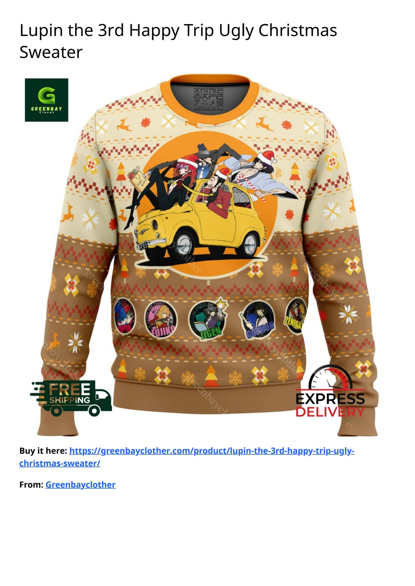 Lupin the 3rd Happy Trip Ugly Christmas Sweater by Tonytees Store - Issuu