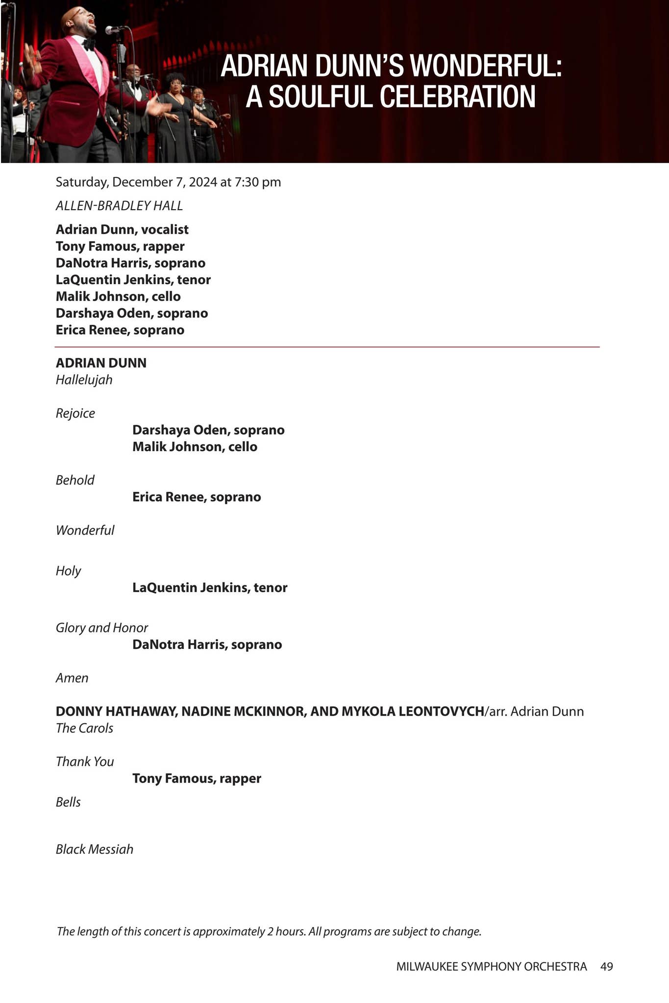 ADRIAN DUNN’S WONDERFUL: A SOULFUL CELEBRATION by Milwaukee Symphony Orchestra - Issuu