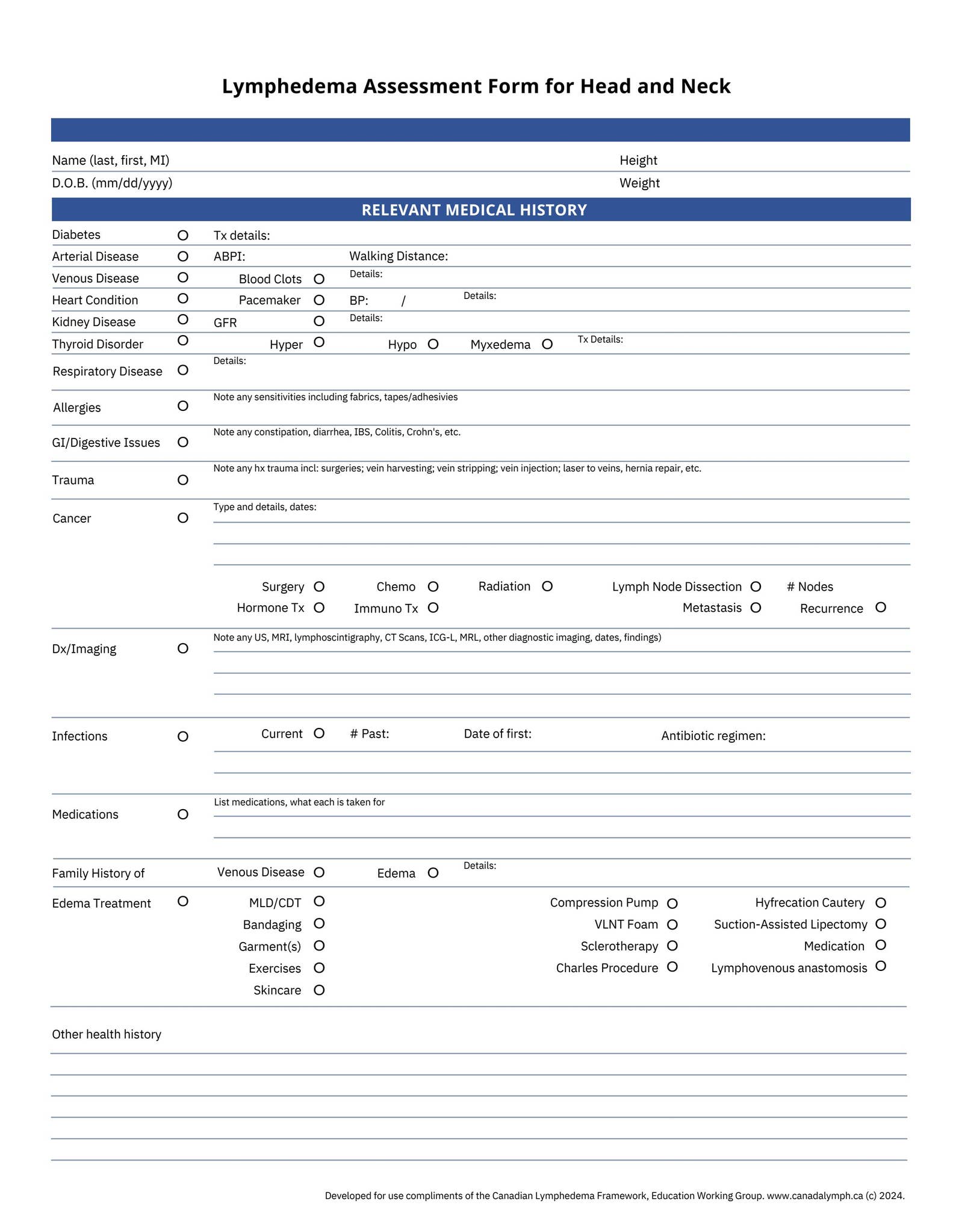 Assessment Form for Head and Neck by Canadian Lymphedema Framework - Issuu