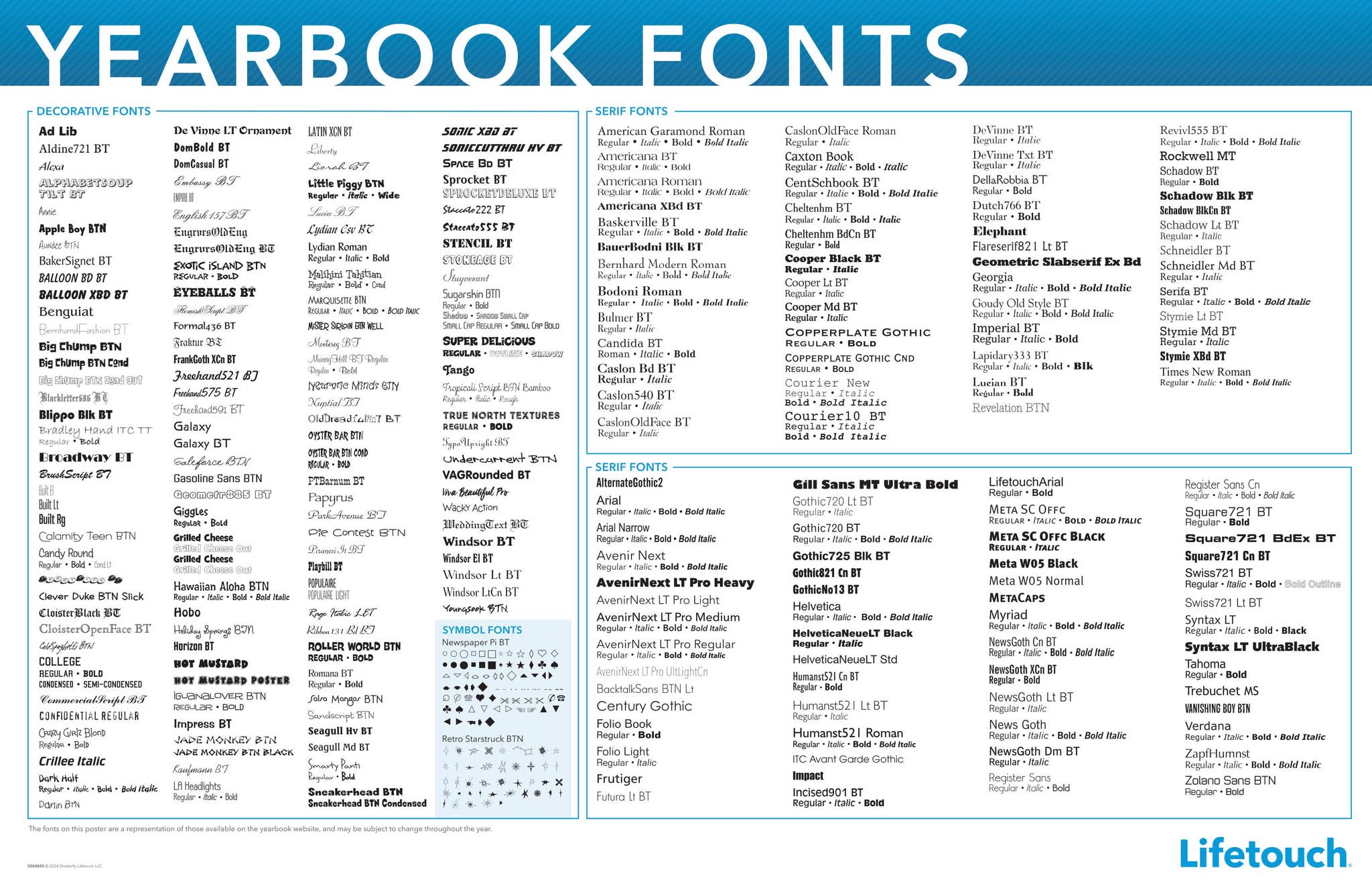Yearbook Fonts by Lifetouch - Issuu