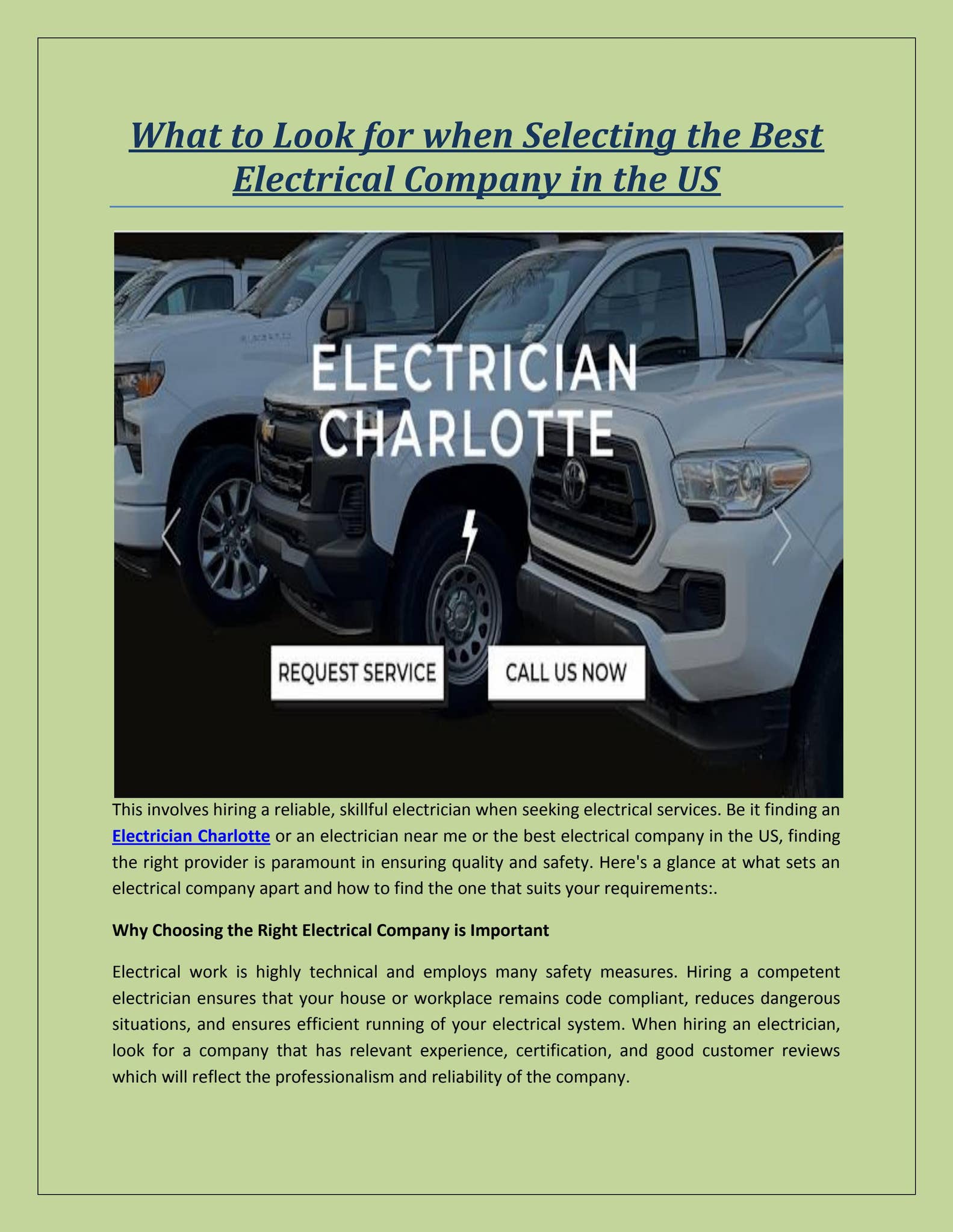 What to Look for when Selecting the Best Electrical Company in the US ...