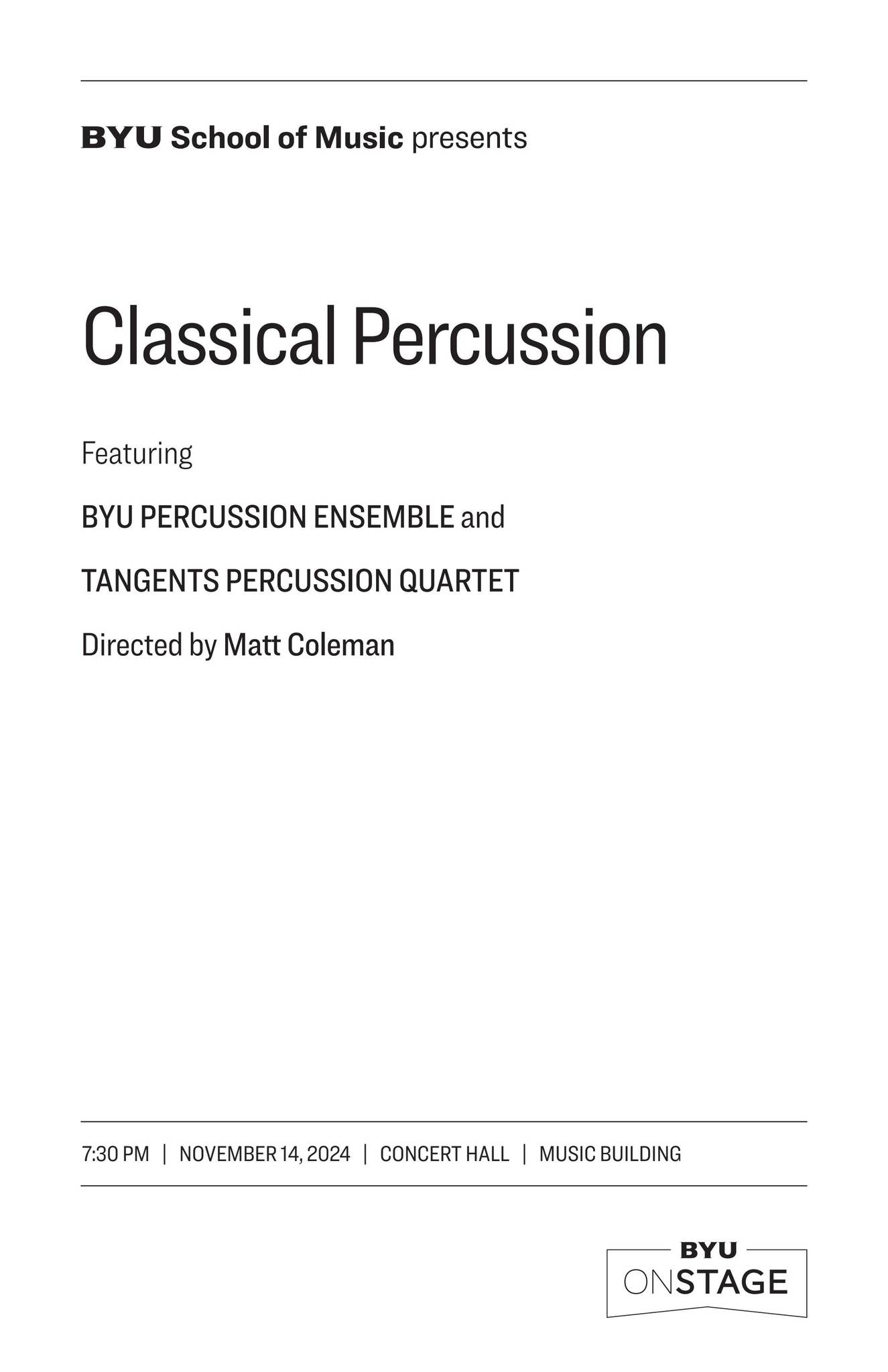 Classical Percussion 11-14-24 by BYUSchoolofMusic - Issuu