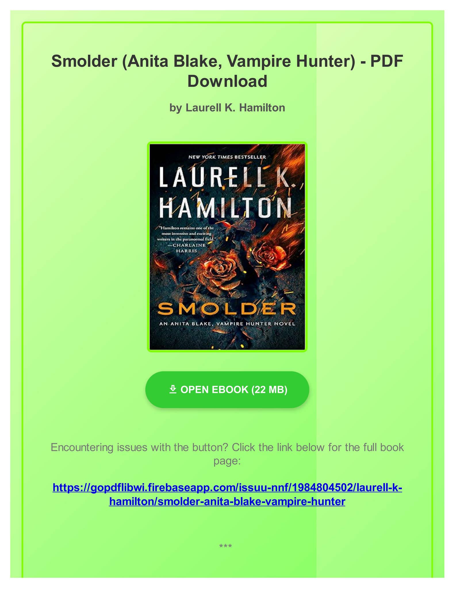 (Ebook) Smolder (Anita Blake, Vampire Hunter) by Laurell K. Hamilton by ... (Ebook) Smolder (Anita Blake, Vampire Hunter) by Laurell K. Hamilton by ...
