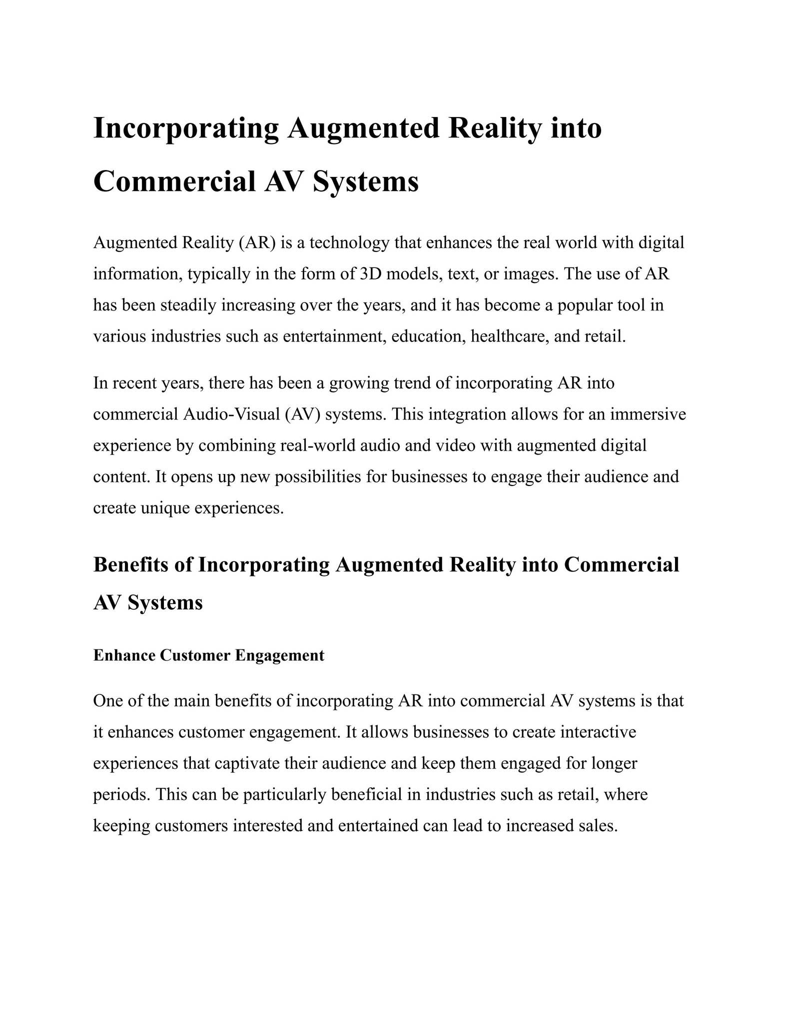 Incorporating Augmented Reality into Commercial AV Systems by Tech ...