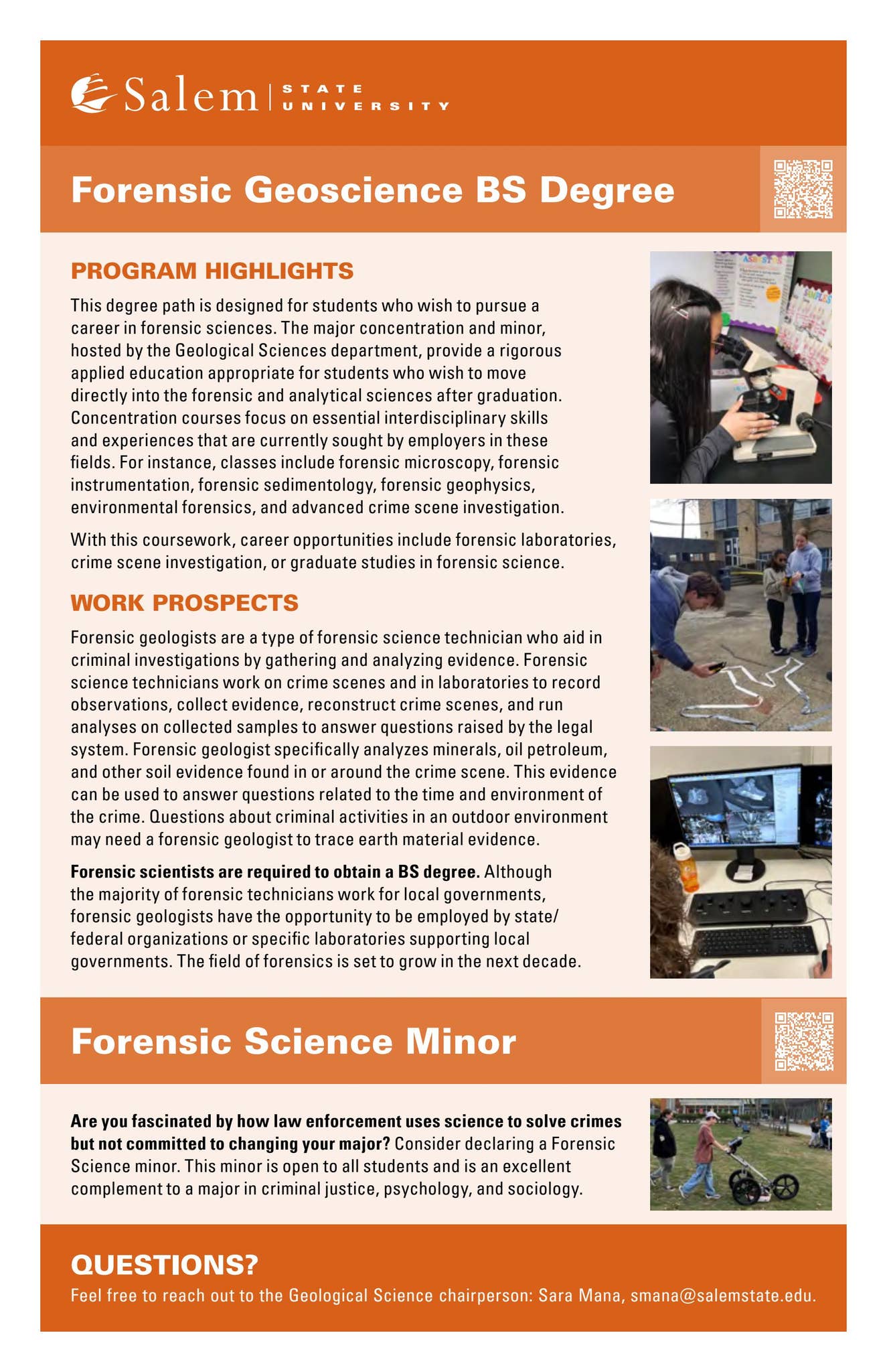 Forensic Geoscience BS Degree and Forensic Science Minor Flyer by Salem ...