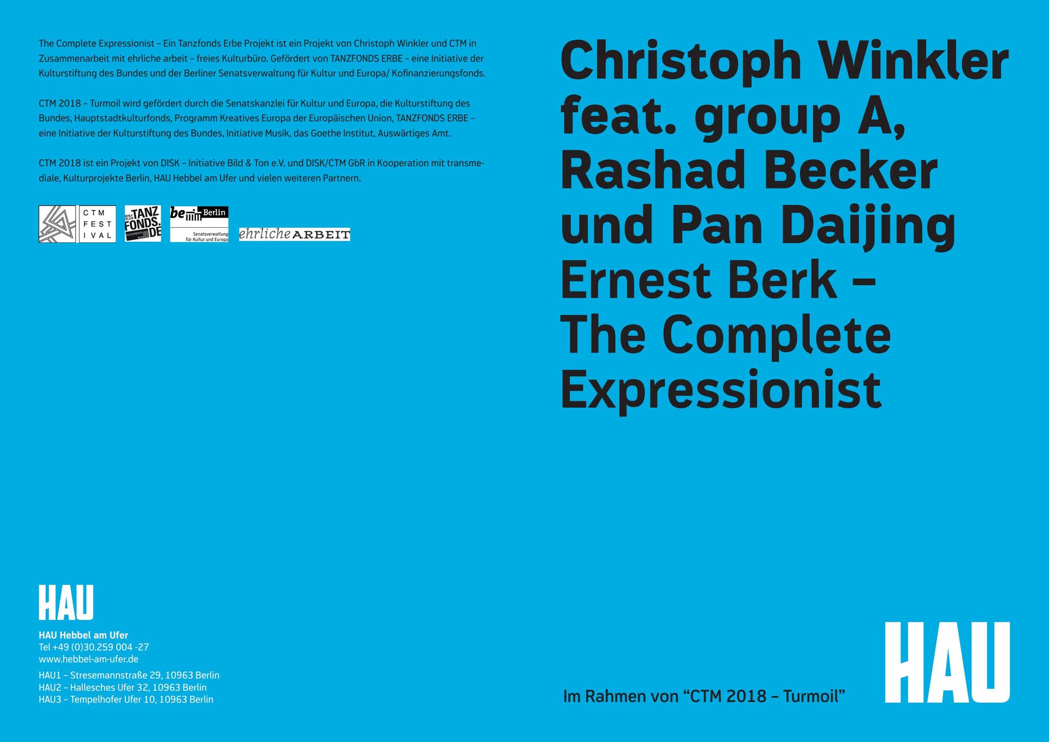 Abendprogramm Ernest Berk - The Complete Expressionist by Bureau Ritter ...