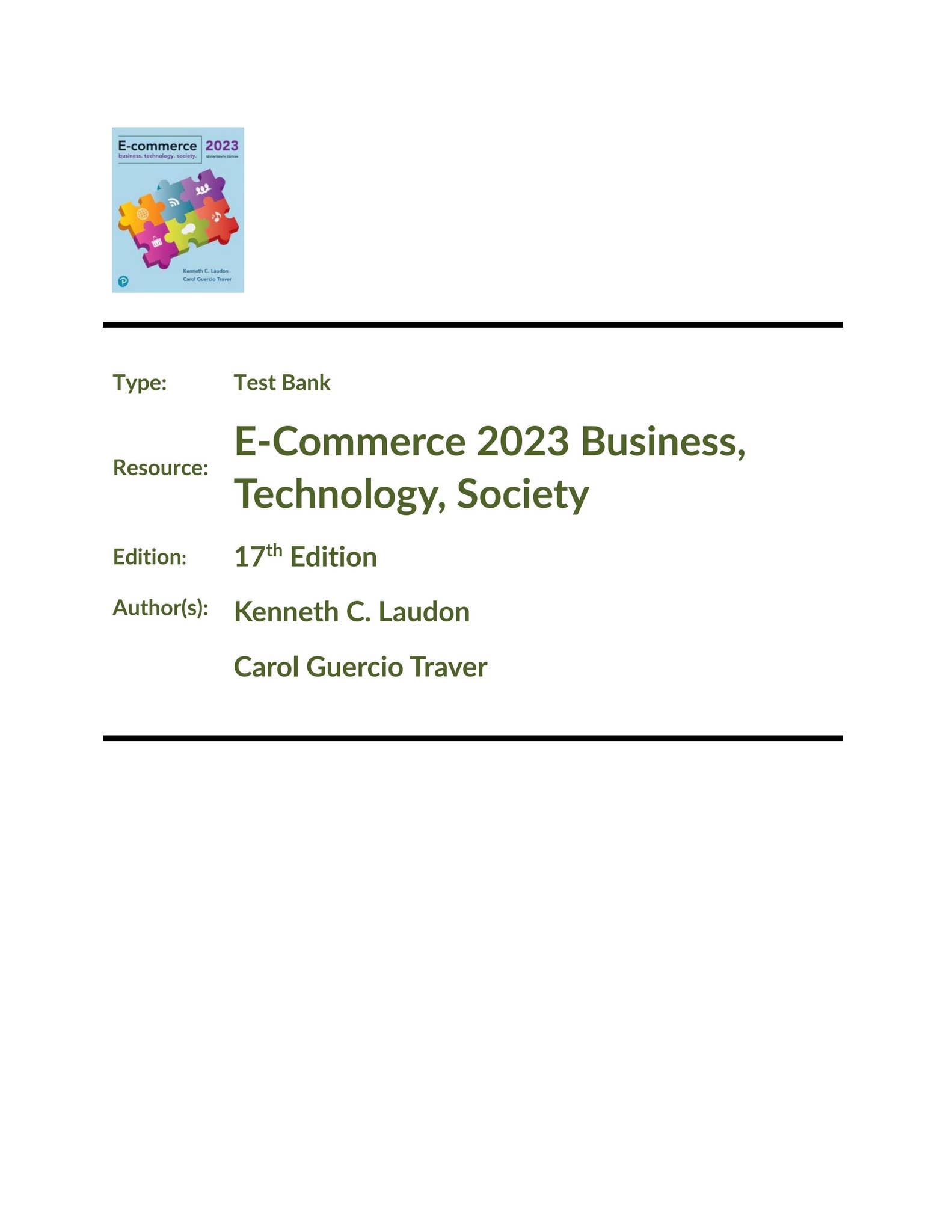 E-Commerce 2023 Business, Technology, Society, 17th edition Kenneth C ...