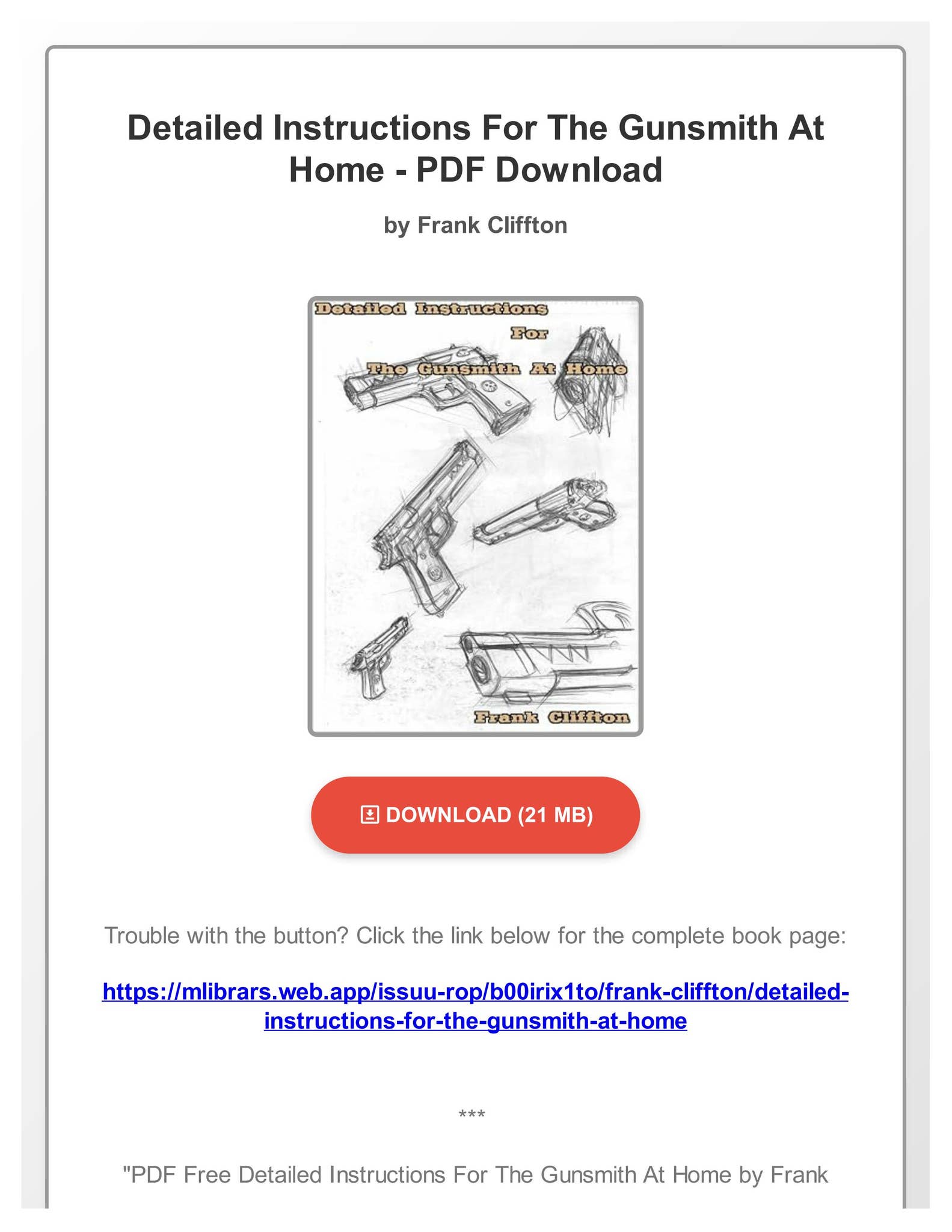 PDF Free Detailed Instructions For The Gunsmith At Home by Frank ...