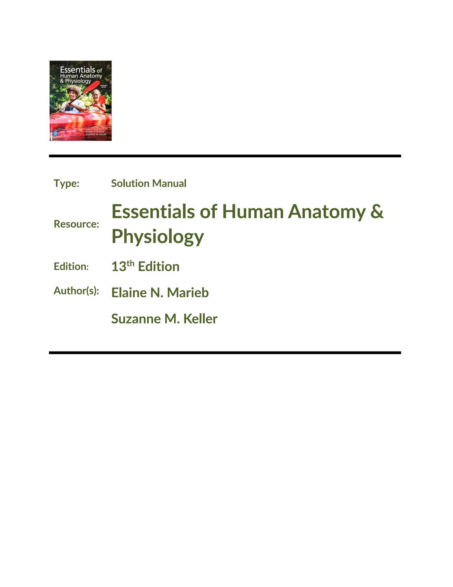 Essentials of Human Anatomy & Physiology, 13th Edition Marieb and ...