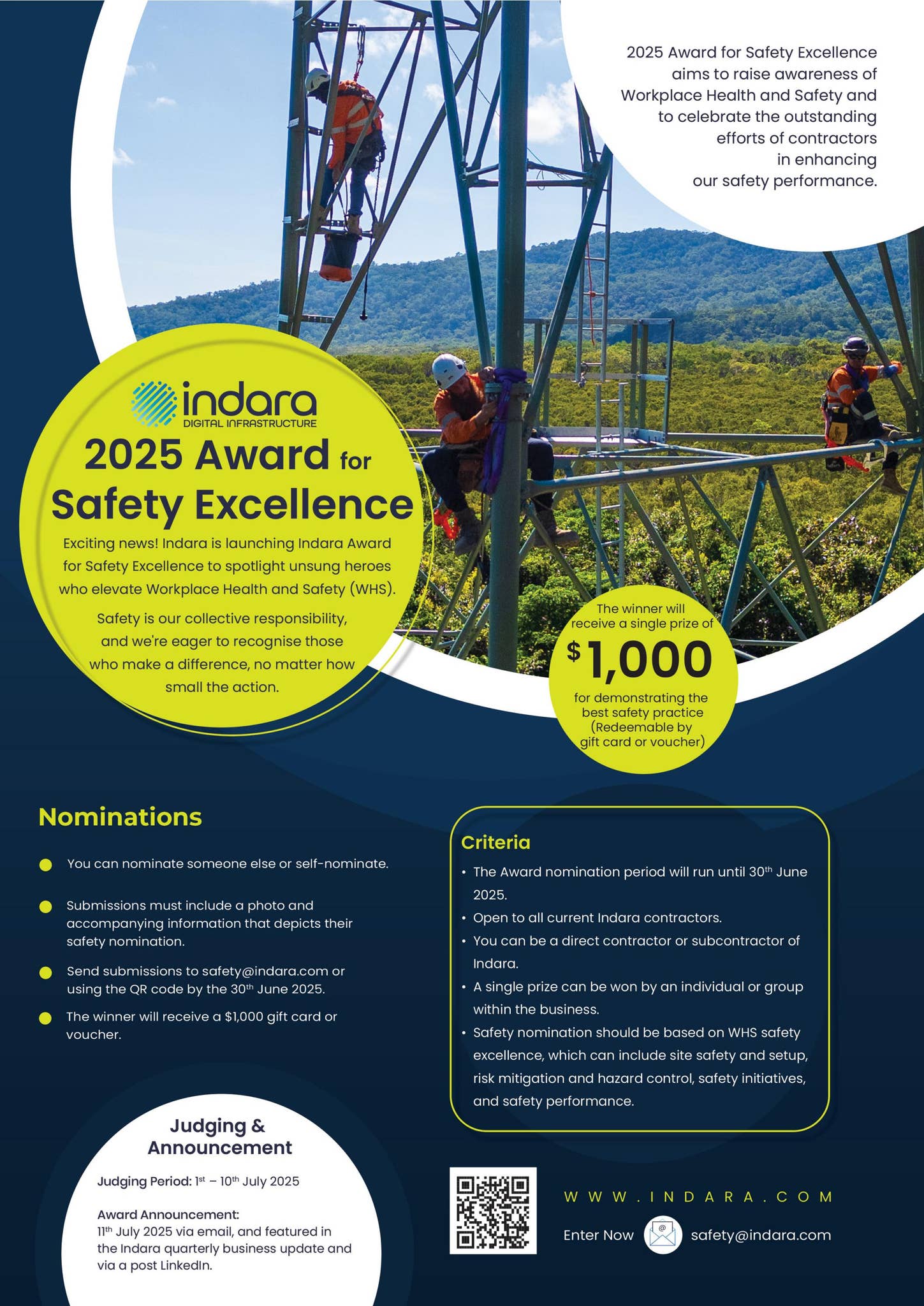 Indara 2025 Award for Safety Excellence by IndaraDigitalInfrastructure ...