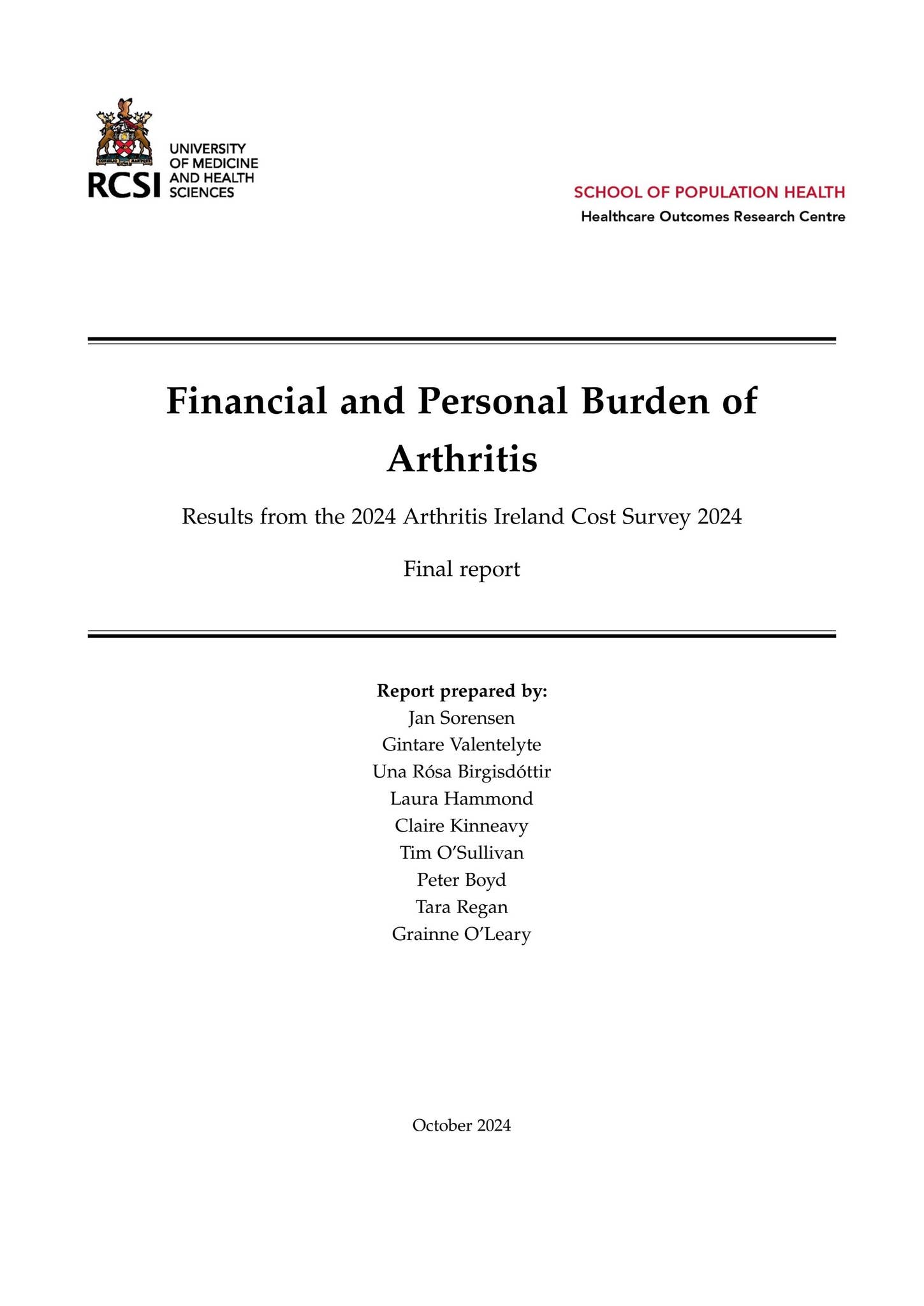 Counting the Cost of Arthritis - full research report by Arthritis ...