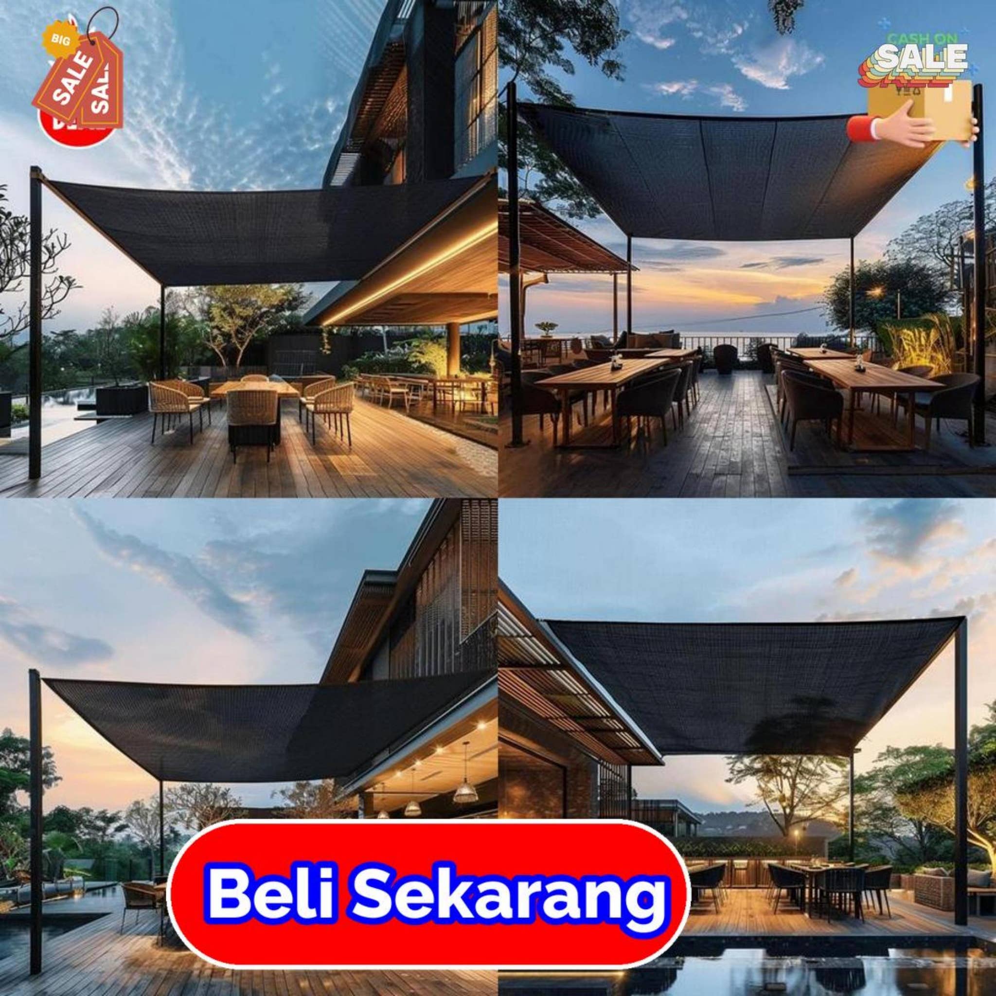 Jaring Atap Cafe Untuk Memberikan Keteduhan Di Area Outdoor - by ...
