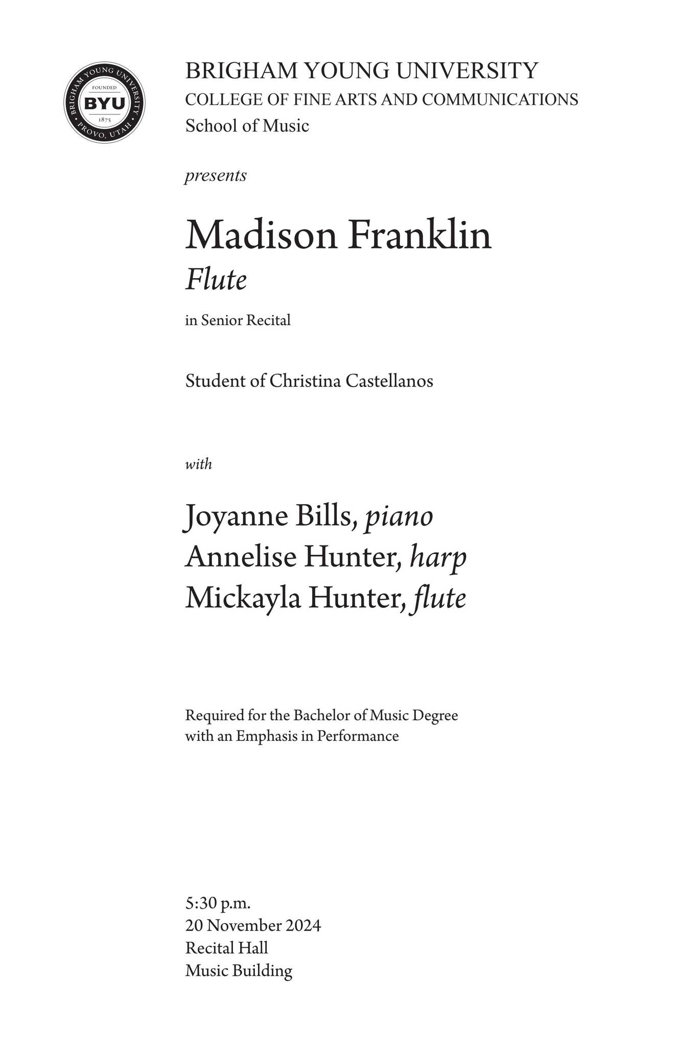 Madison Franklin 11-20-24 by BYUSchoolofMusic - Issuu