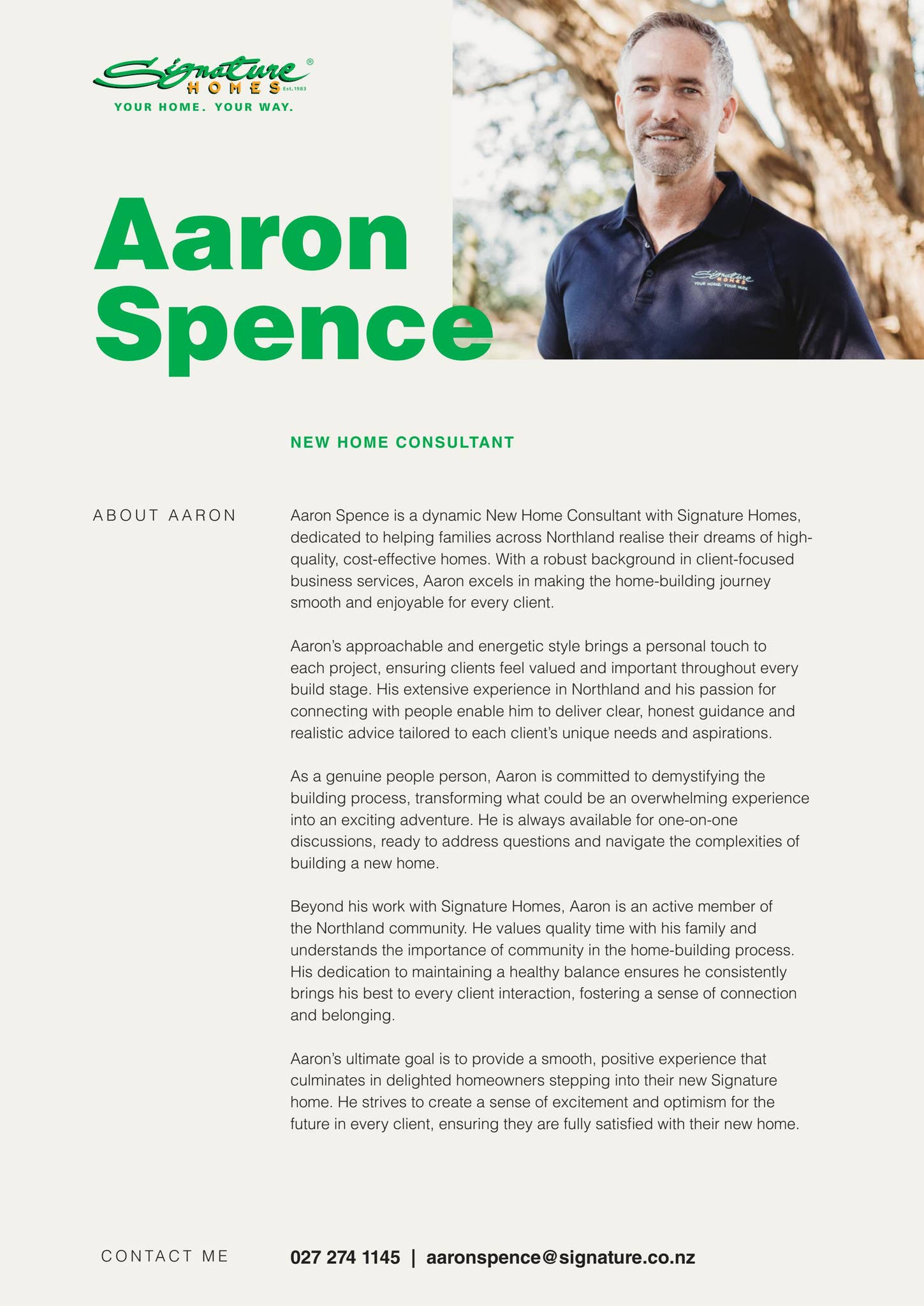 New Home Consultant - Aaron Spence by Signature Homes Ltd - Issuu