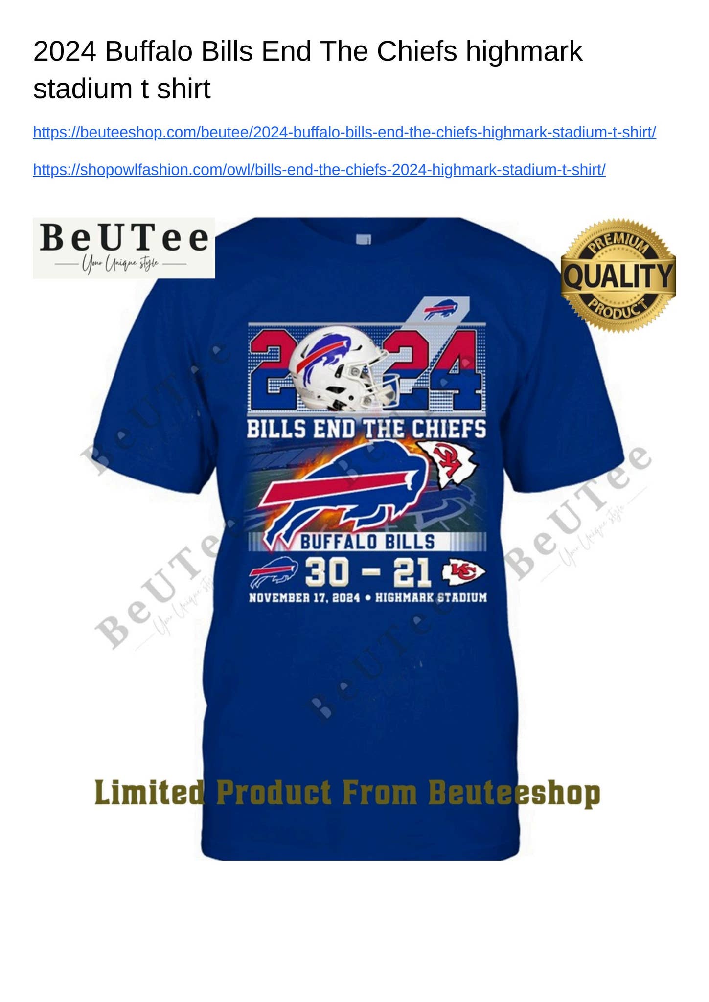 2024 Buffalo Bills End The Chiefs highmark stadium t shirt by Shop Owl ...