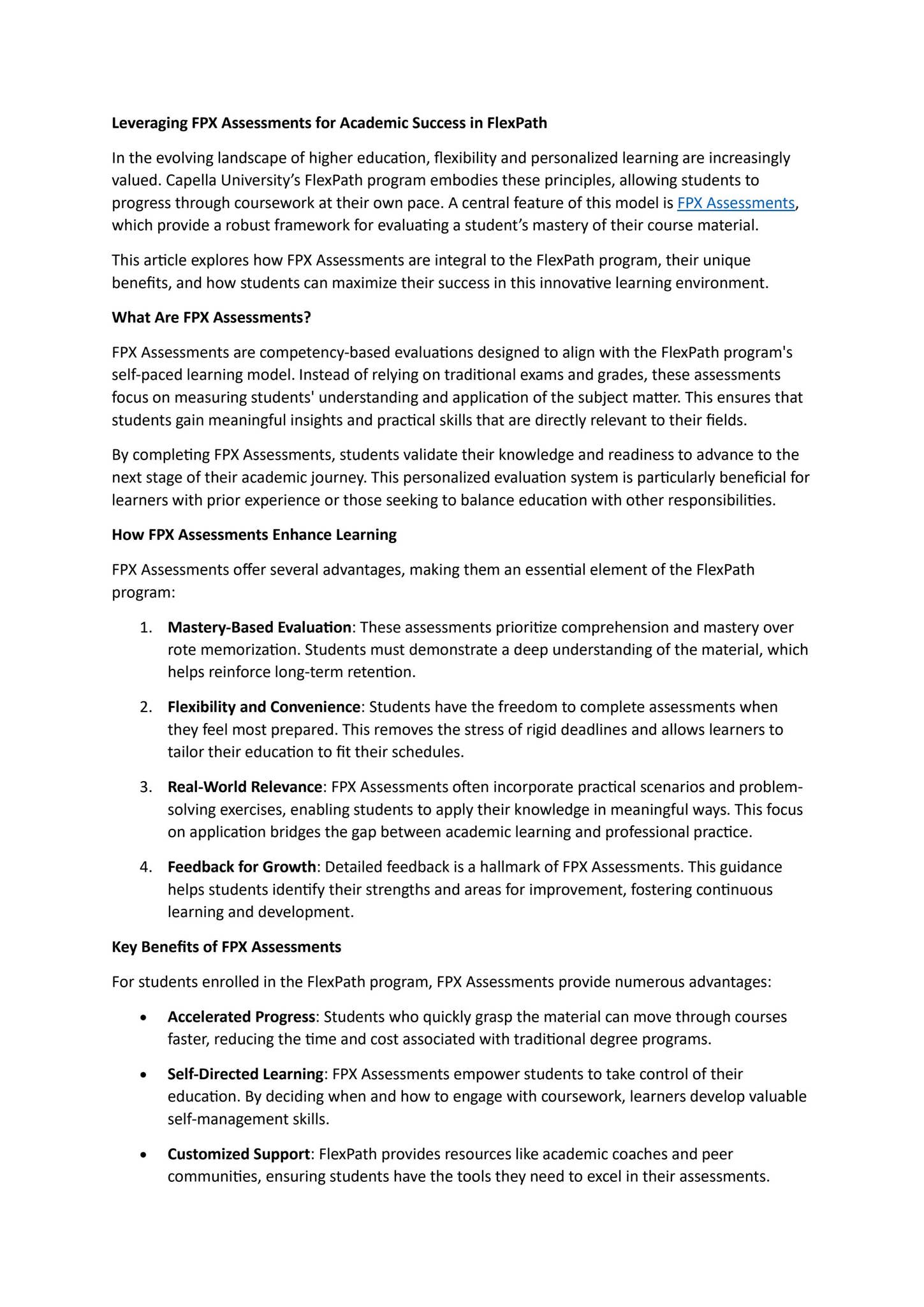 Leveraging FPX Assessments for Academic Success in FlexPath by Hazel ...