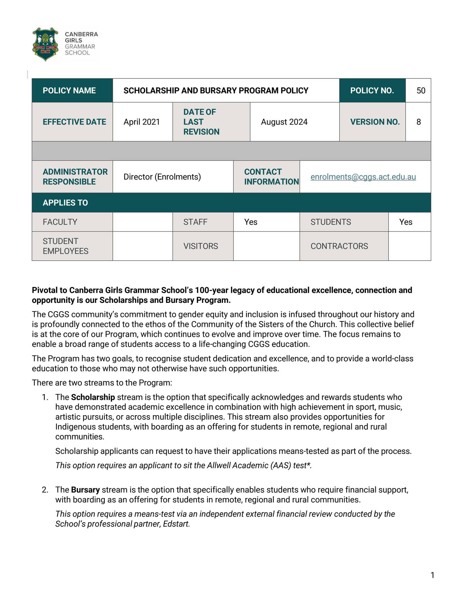 Scholarship and Bursary Program Policy by CGGS - Issuu