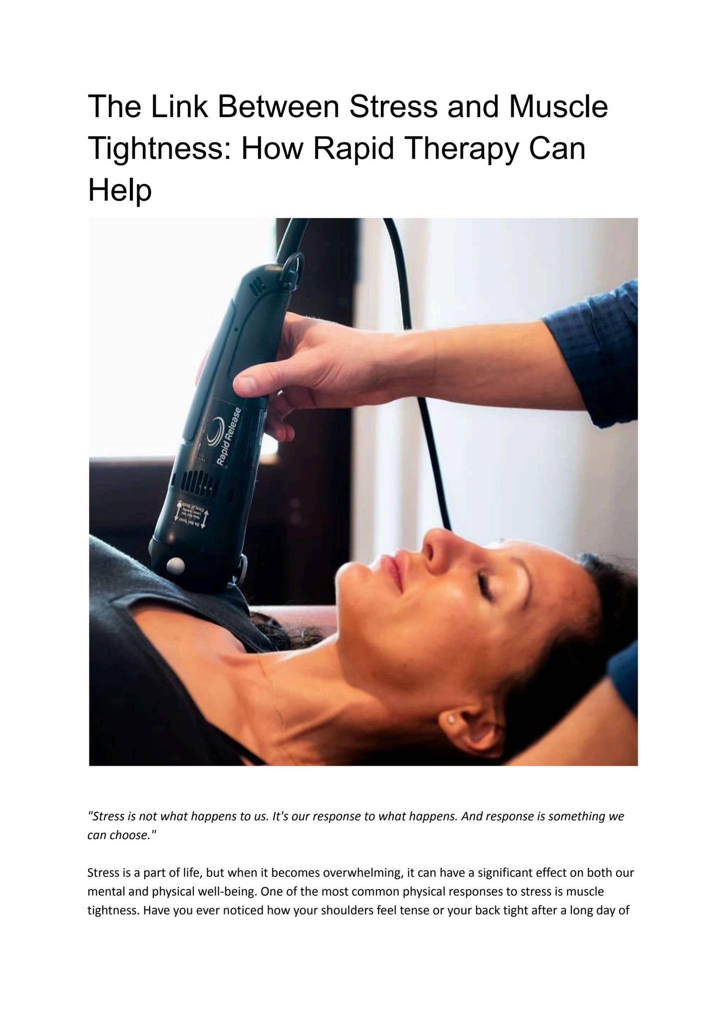 The Link Between Stress and Muscle Tightness: How Rapid Therapy Can ...