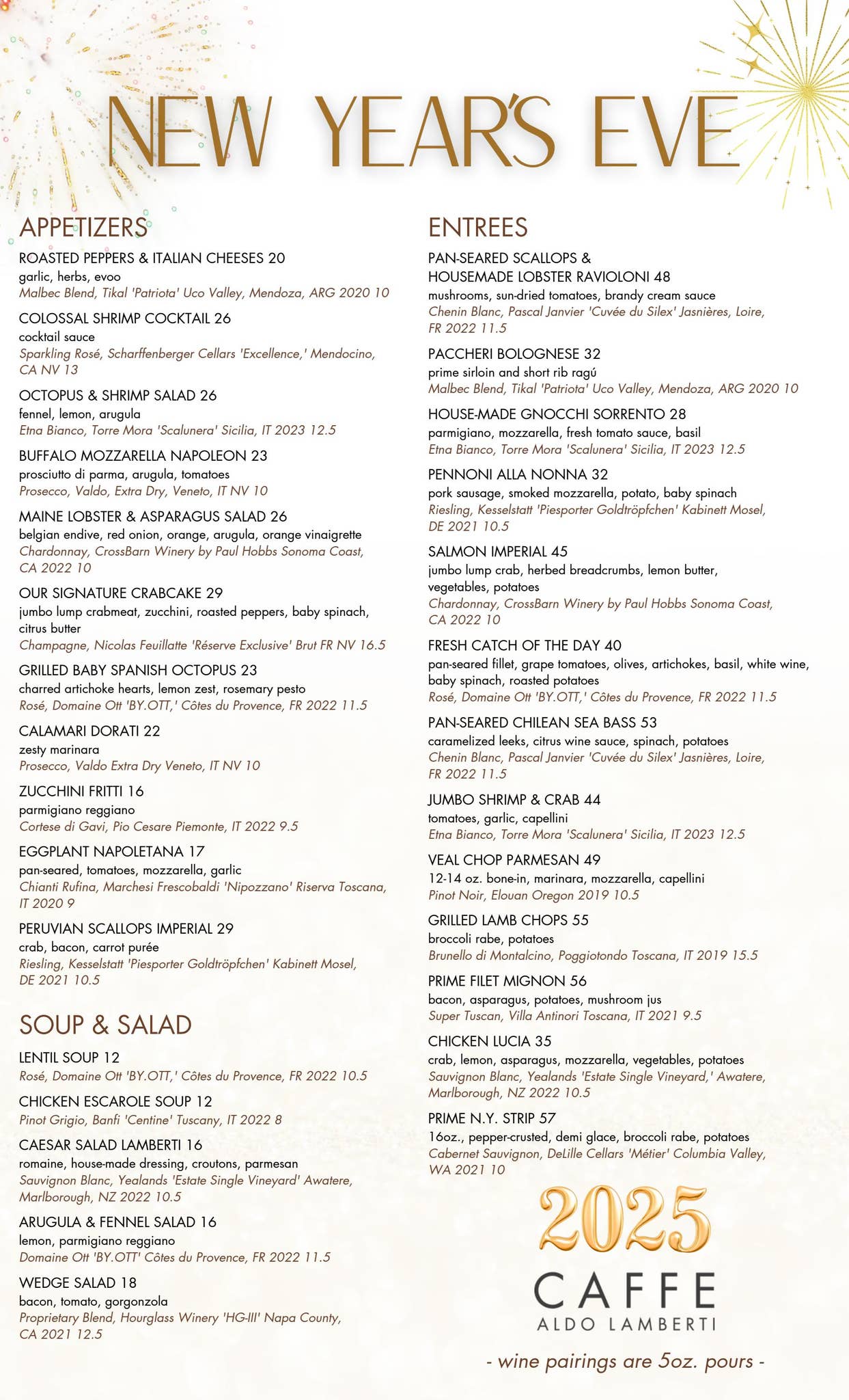 NYE Menu Caffe Aldo Lamberti by Derek Brown - Issuu