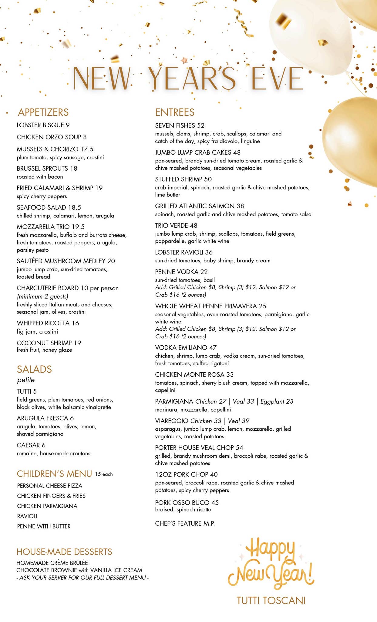 Tutti Toscani New Year's Eve Menu by Derek Brown - Issuu