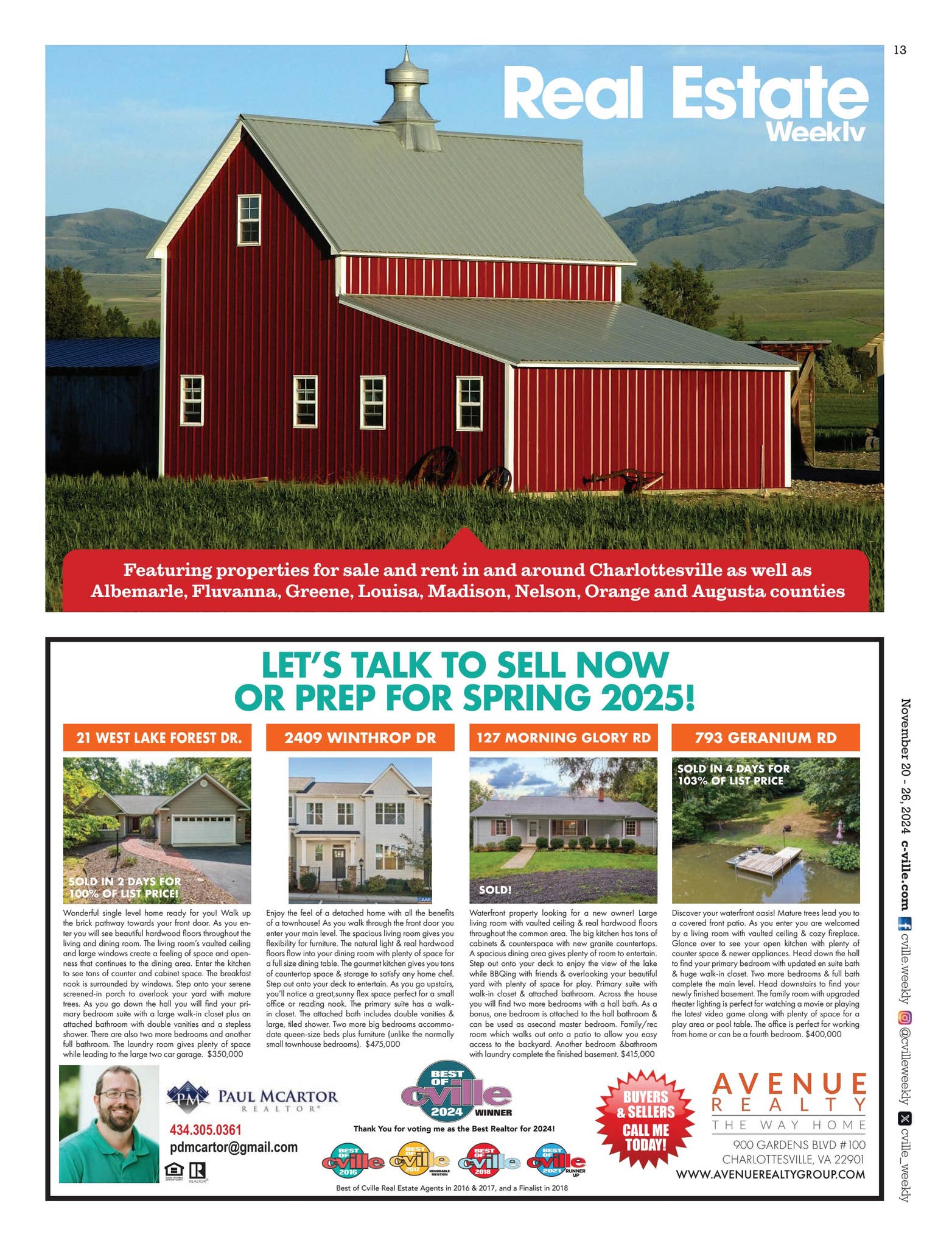 Real Estate Weekly | 11.20.2024 by C-VILLE Weekly - Issuu
