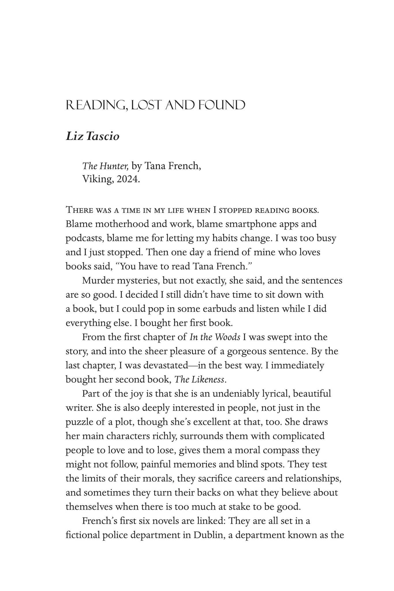 "Reading, Lost and Found," by Liz Tascio by newletters - Issuu