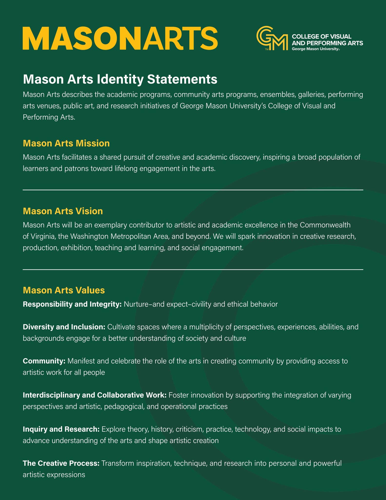 Mason Arts Mission Statement by College of Visual and Performing Arts ...